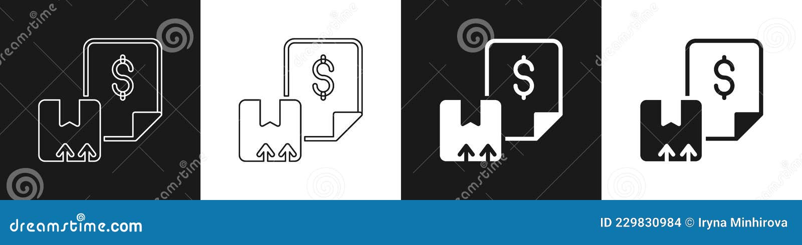 Set Waybill Icon Isolated on Black and White Background. Vector Stock ...