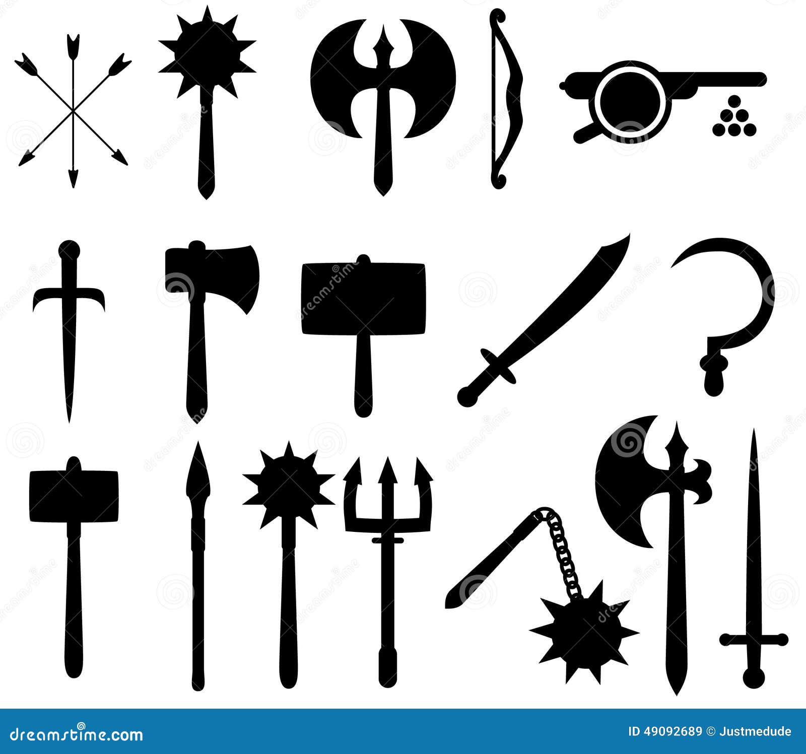 Set of weapons stock vector. Illustration of hammer, scimitar - 49092689