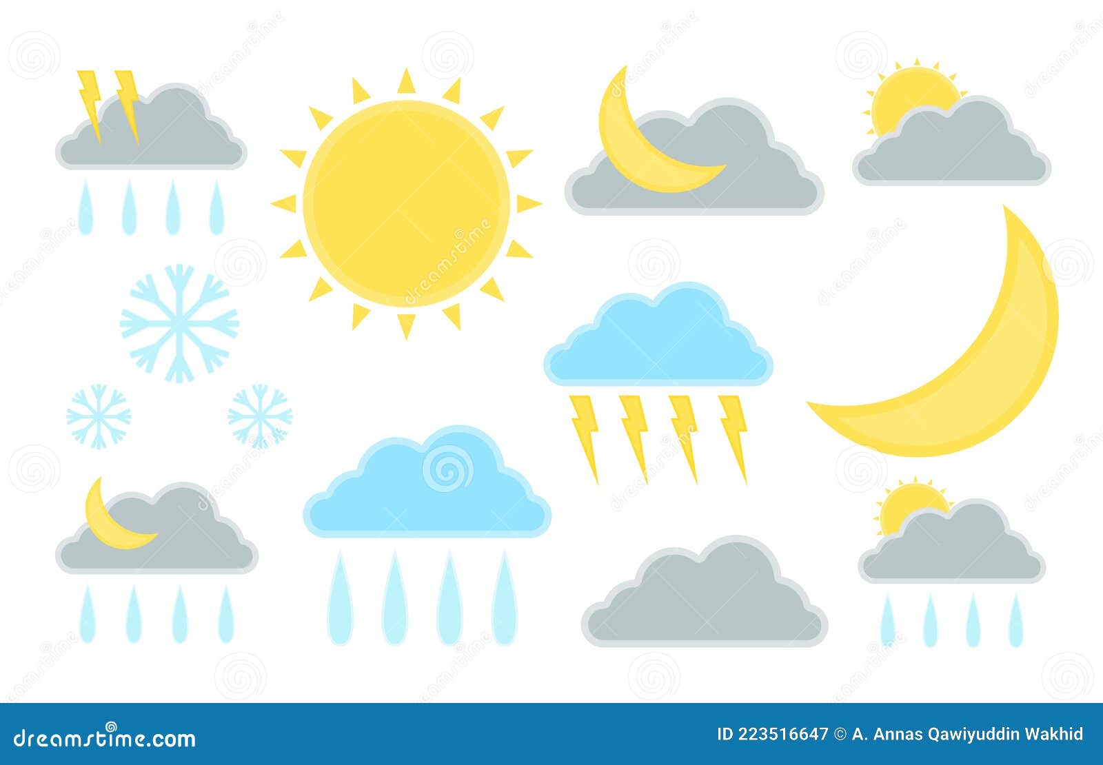 Set of Weather Forecast Illustration. Climate Icon Sign Stock Vector ...