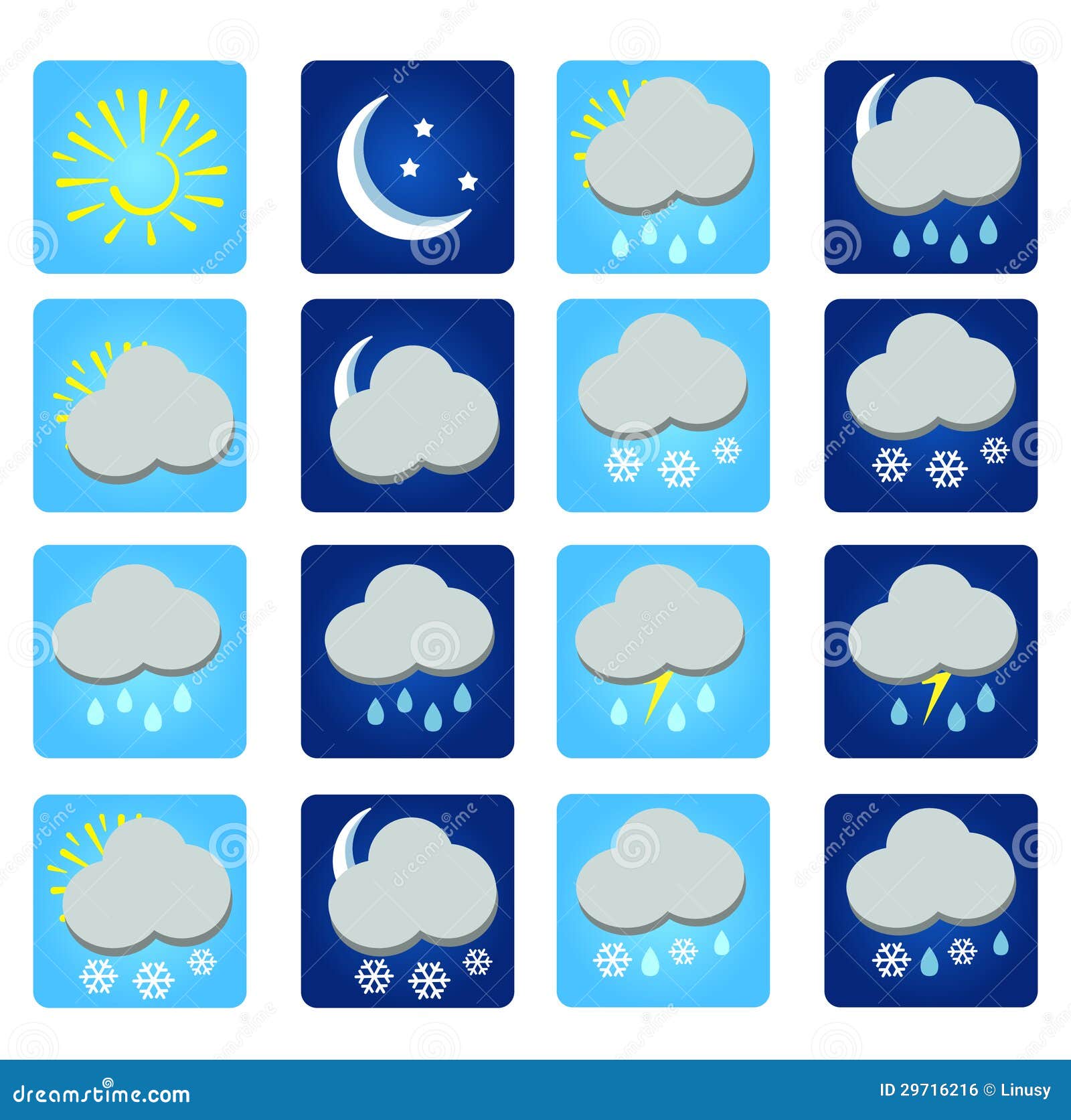 Weather icons stock vector. Illustration of starry, button - 29716216