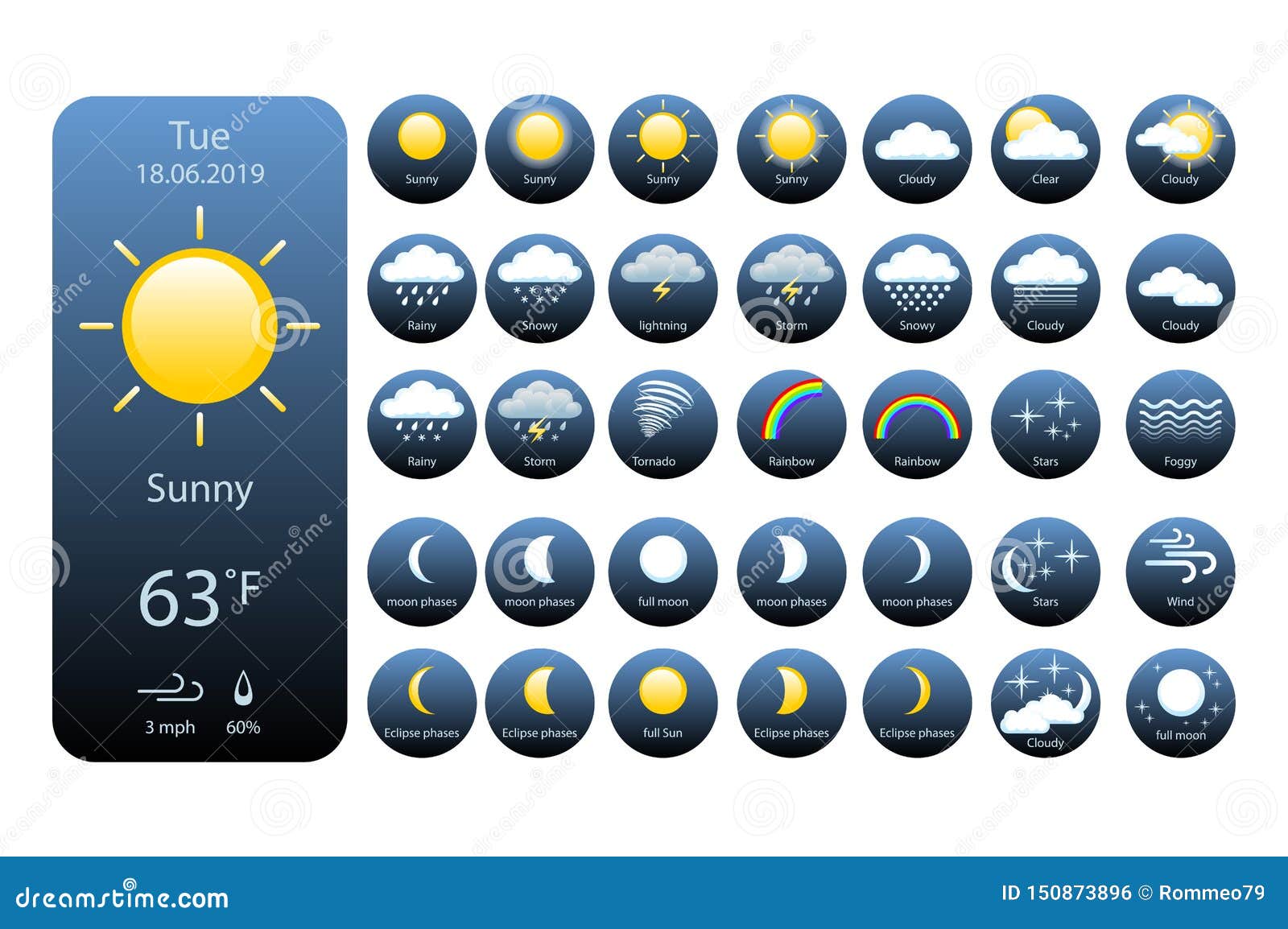 Set Weather Icons for Print, Web or Mobile App Vector Eps 10 Stock ...