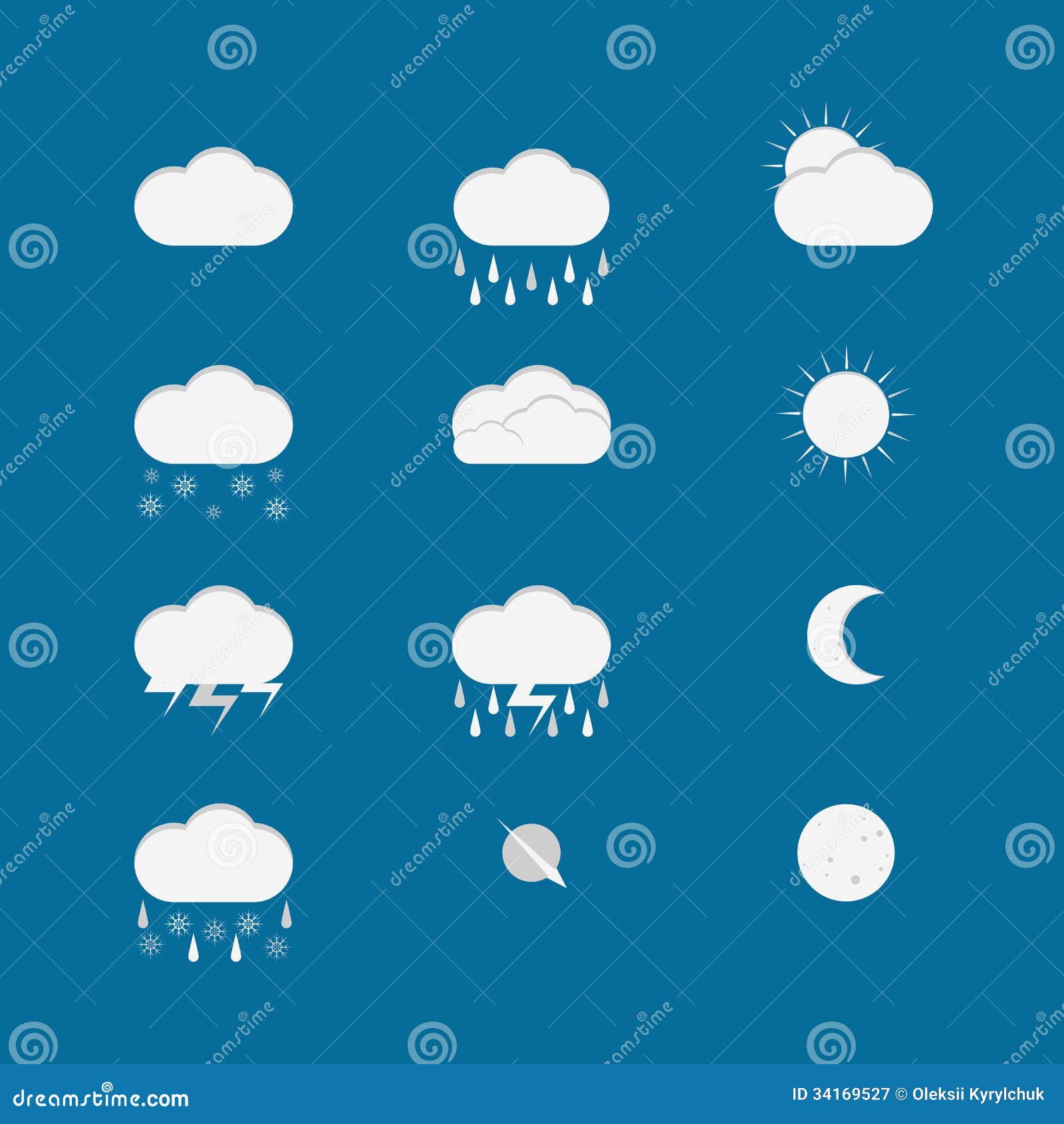 Set of weather icons stock vector. Illustration of lightning - 34169527