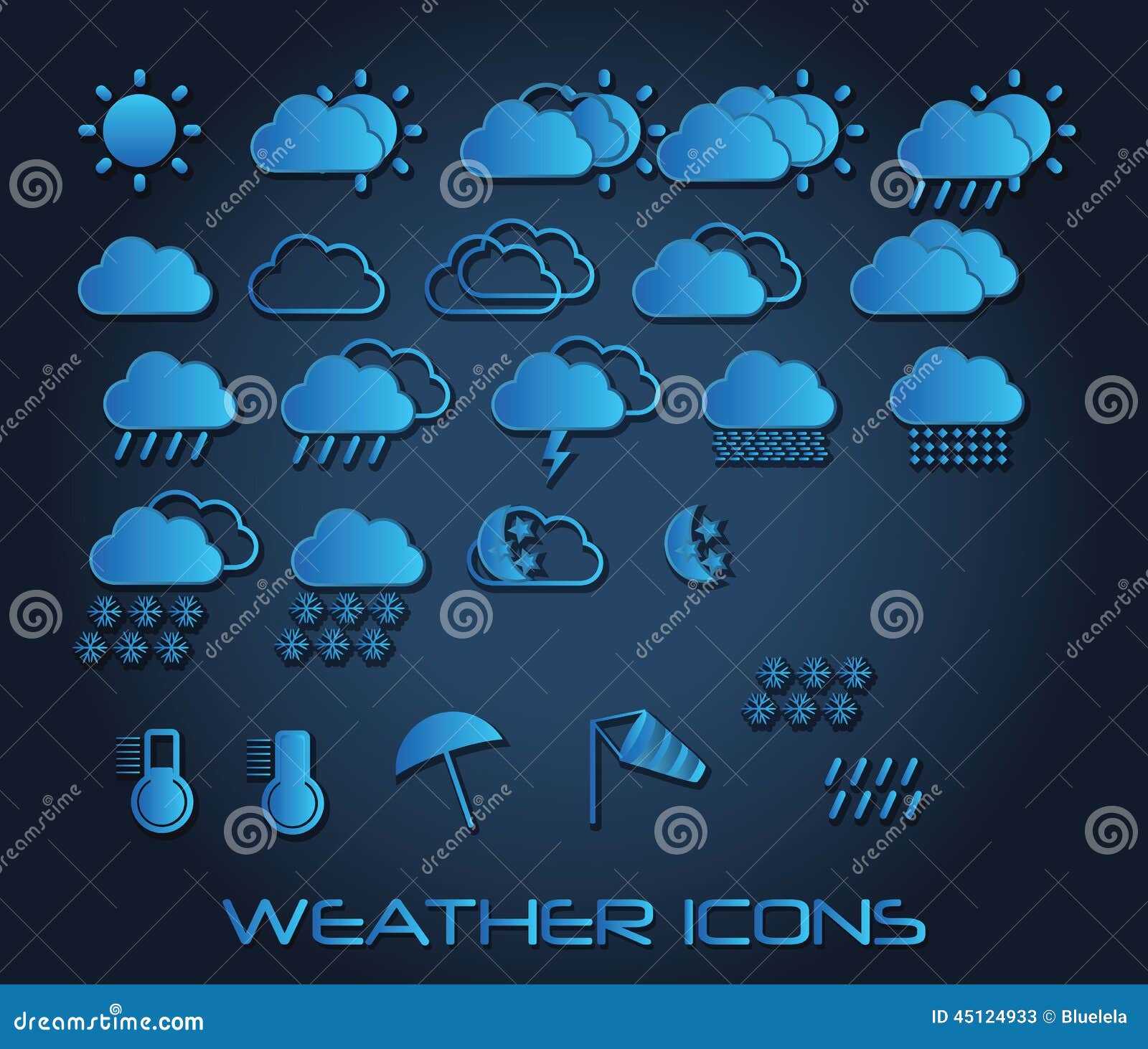 Set of Weather Icons for Web and Mobile, Vector Stock Vector ...