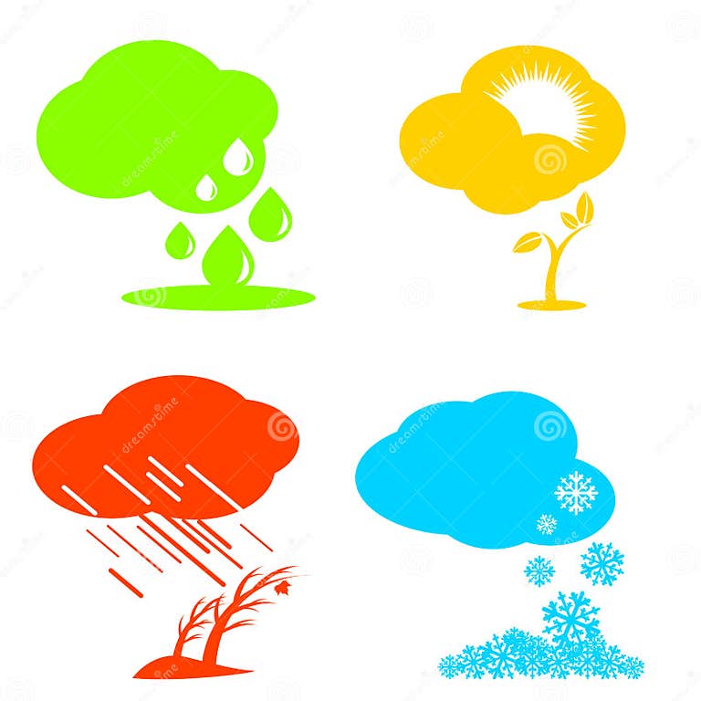 Set of Weather and Season Icons Stock Illustration - Illustration of ...