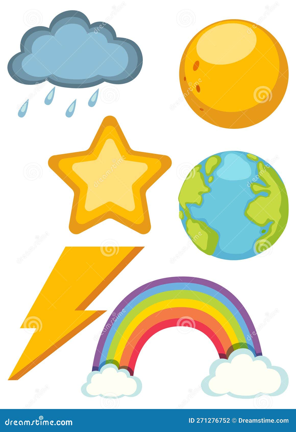 Set of Weather Simple Cartoon Style Stock Vector - Illustration of ...