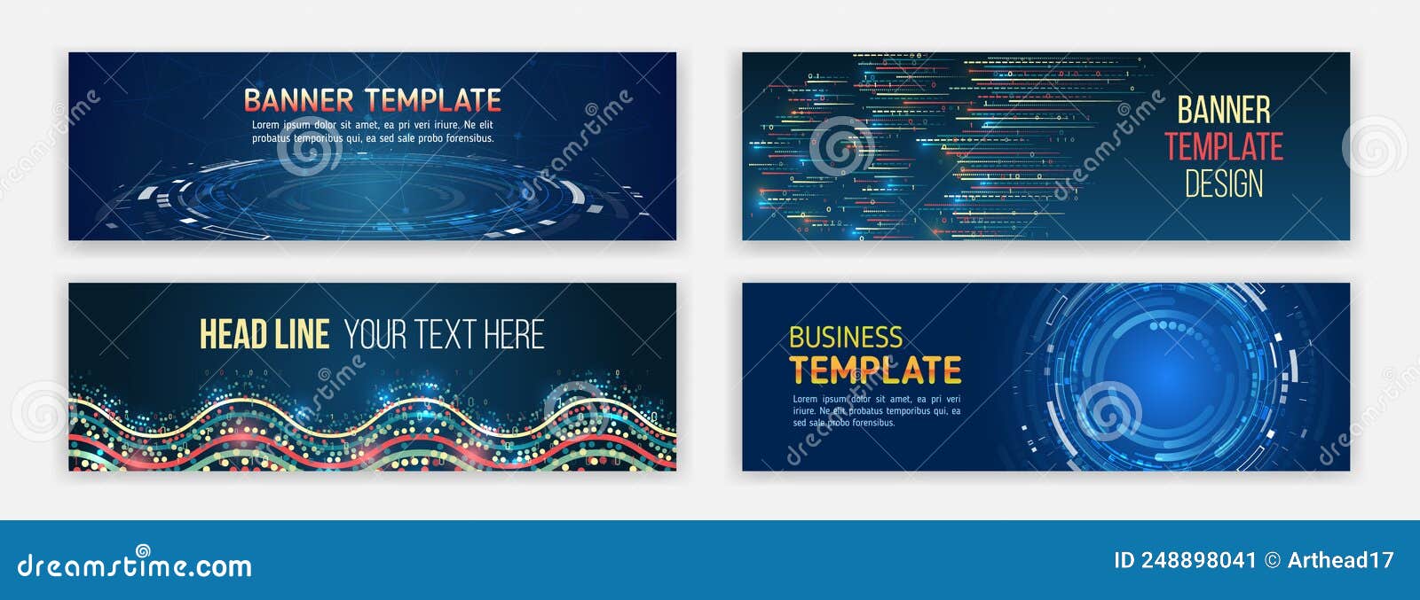 Set of Web Banner Templates, Information Protection, Big Data ...
