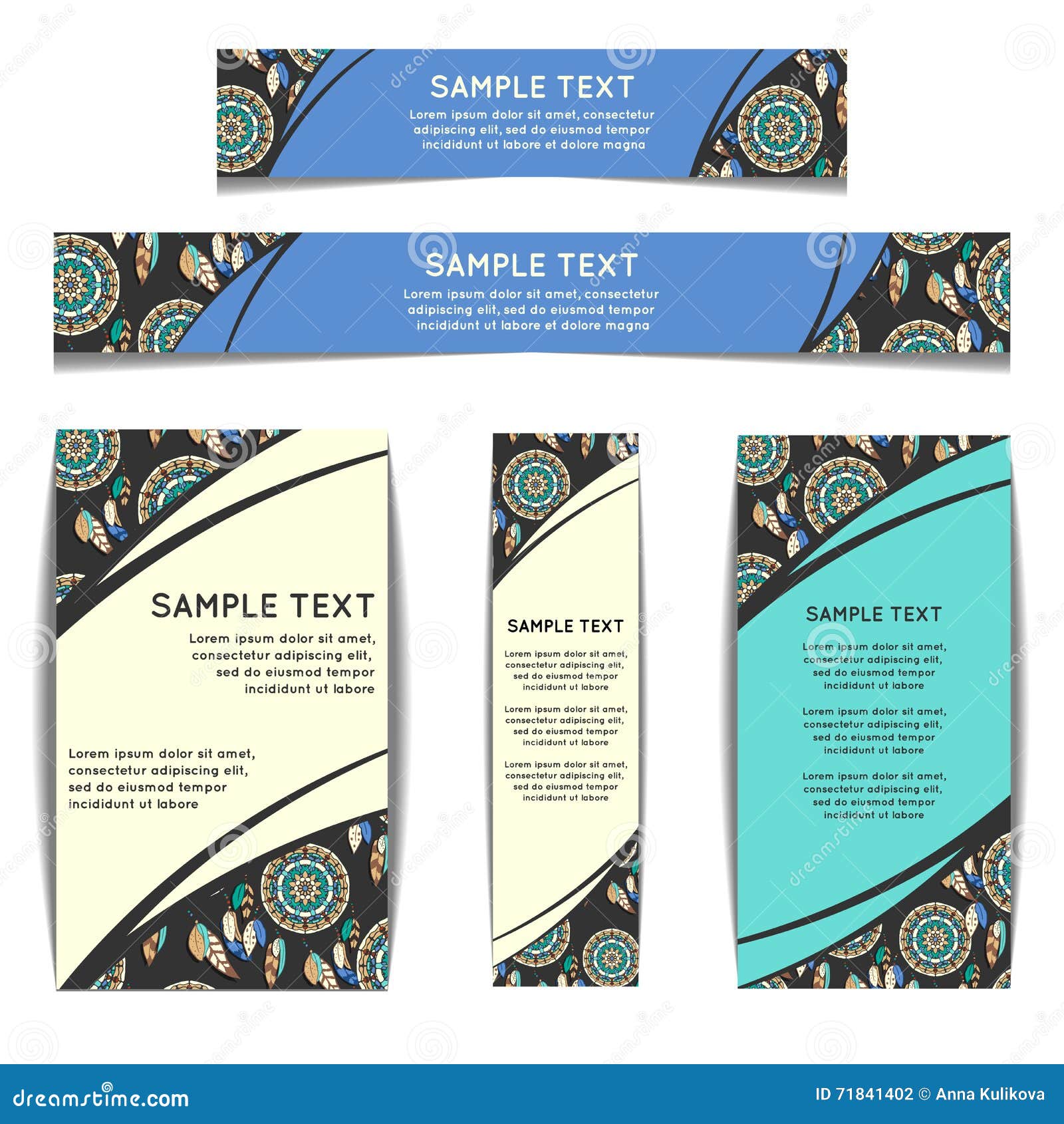 Set of Web Banners with Floral Pattern. Vector Illustration Stock ...