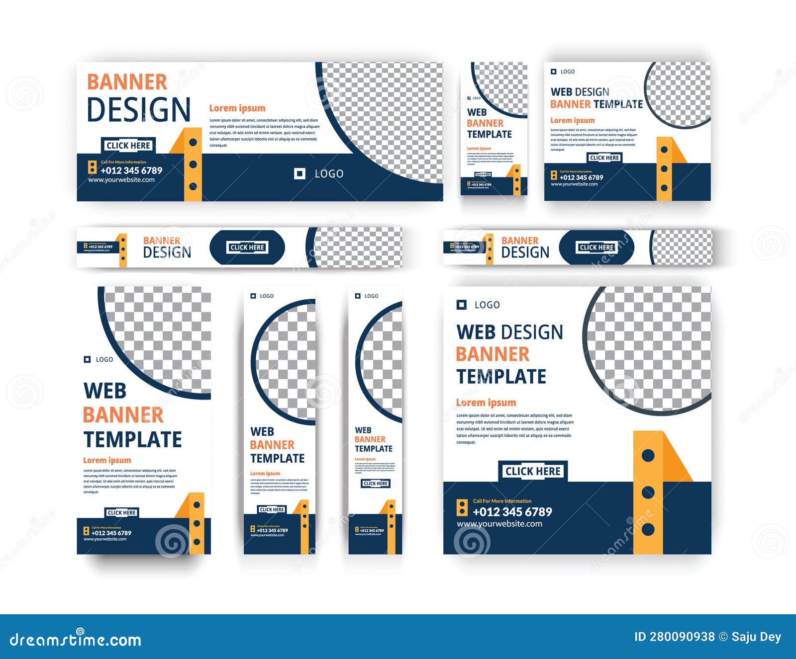 Set of Web Banners Layout. Vertical, Horizontal and Square Template ...