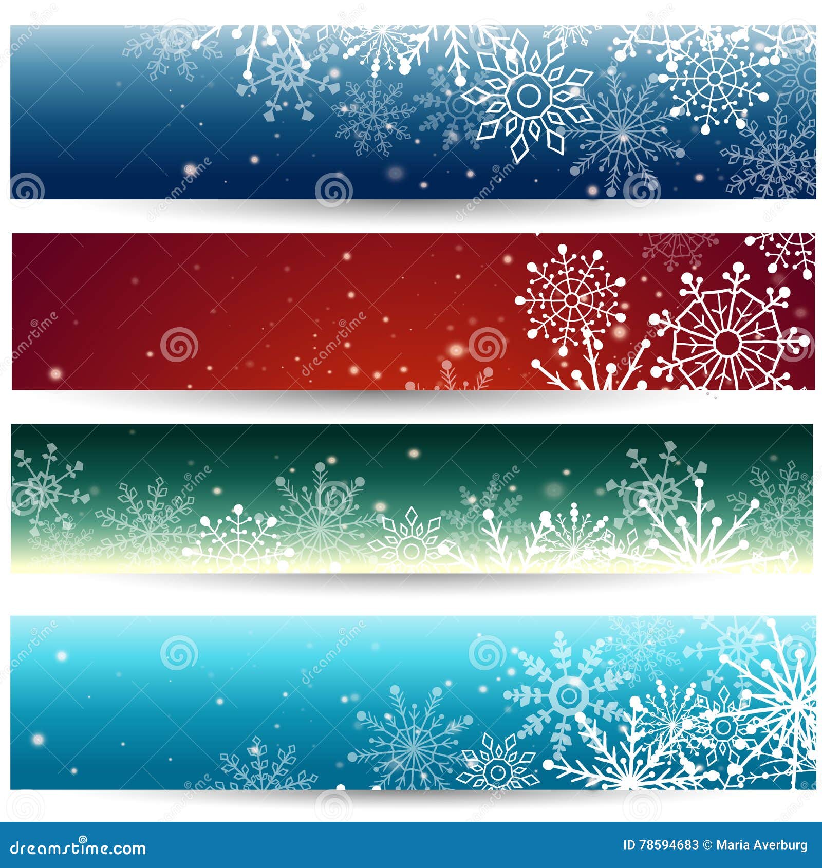 Set of Web Banners with Snowflakes. Vector Illustration Stock Vector ...