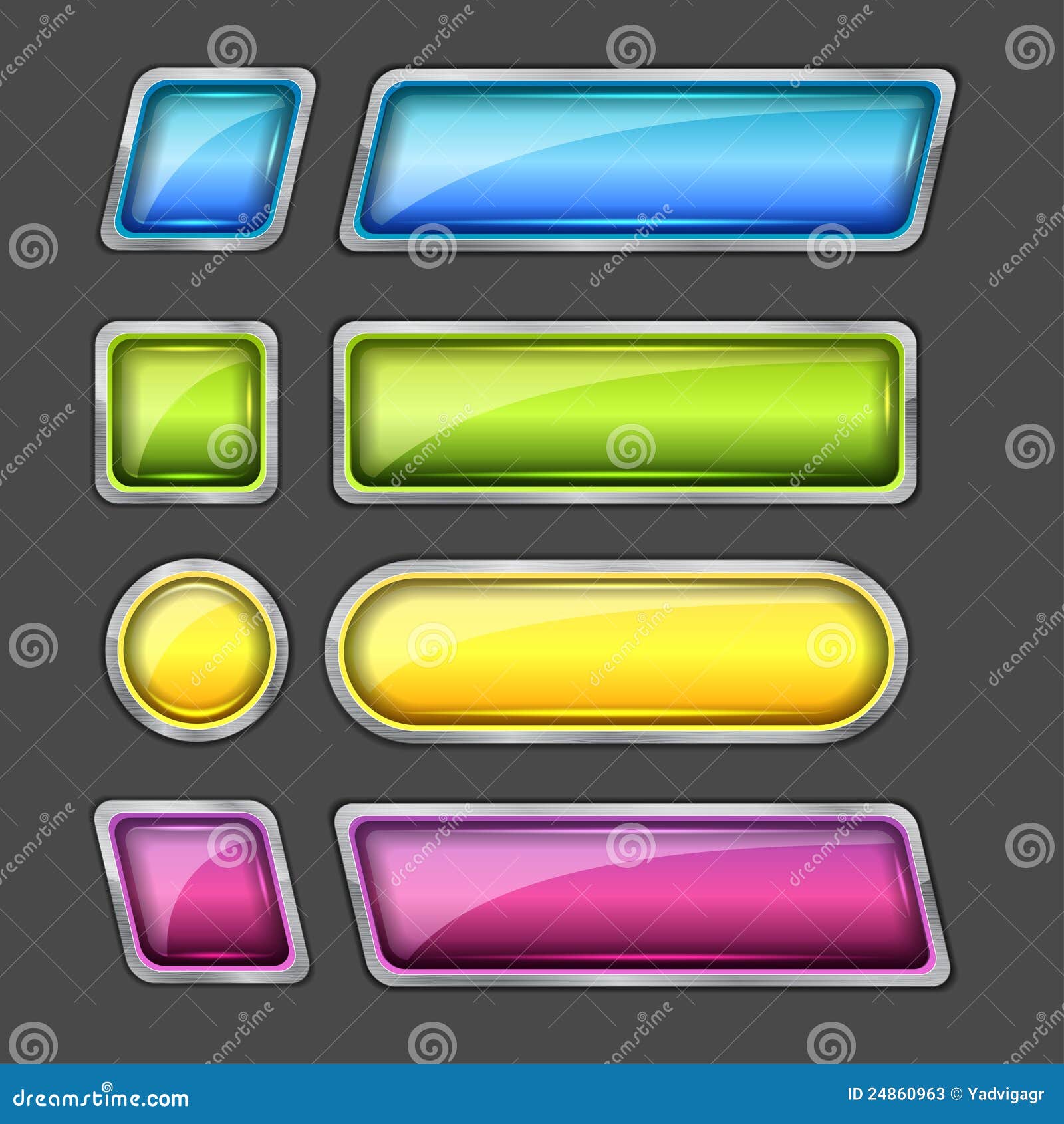Set of web buttons stock vector. Illustration of glowing - 24860963