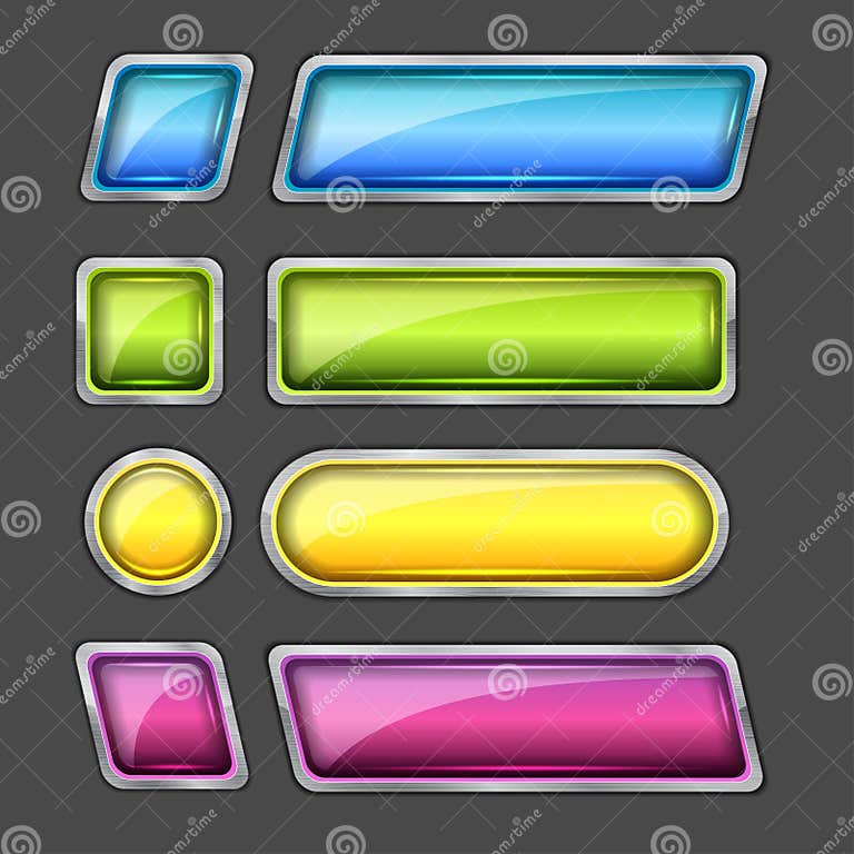 Set of web buttons stock vector. Illustration of glowing - 24860963