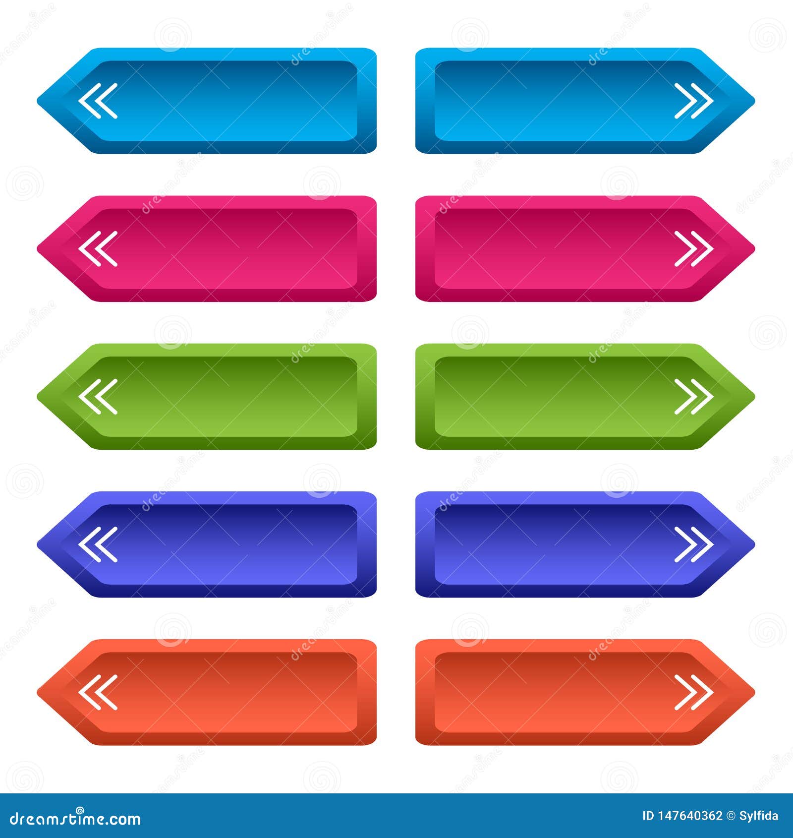Set of Web Buttons with Arrows, Colorful Long Buttons. Vector Stock ...