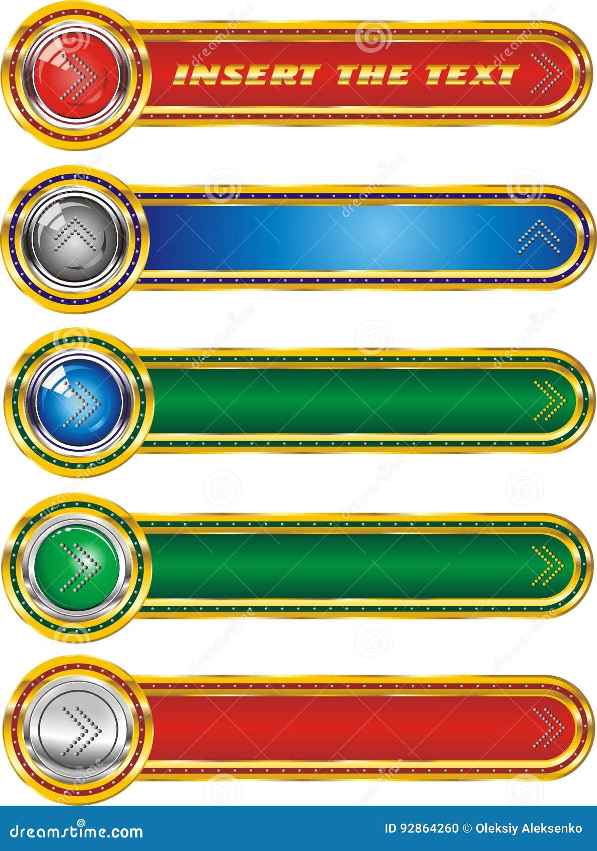 Set Of Web Buttons With Arrows Pointing In Silver And Gold Edging ...