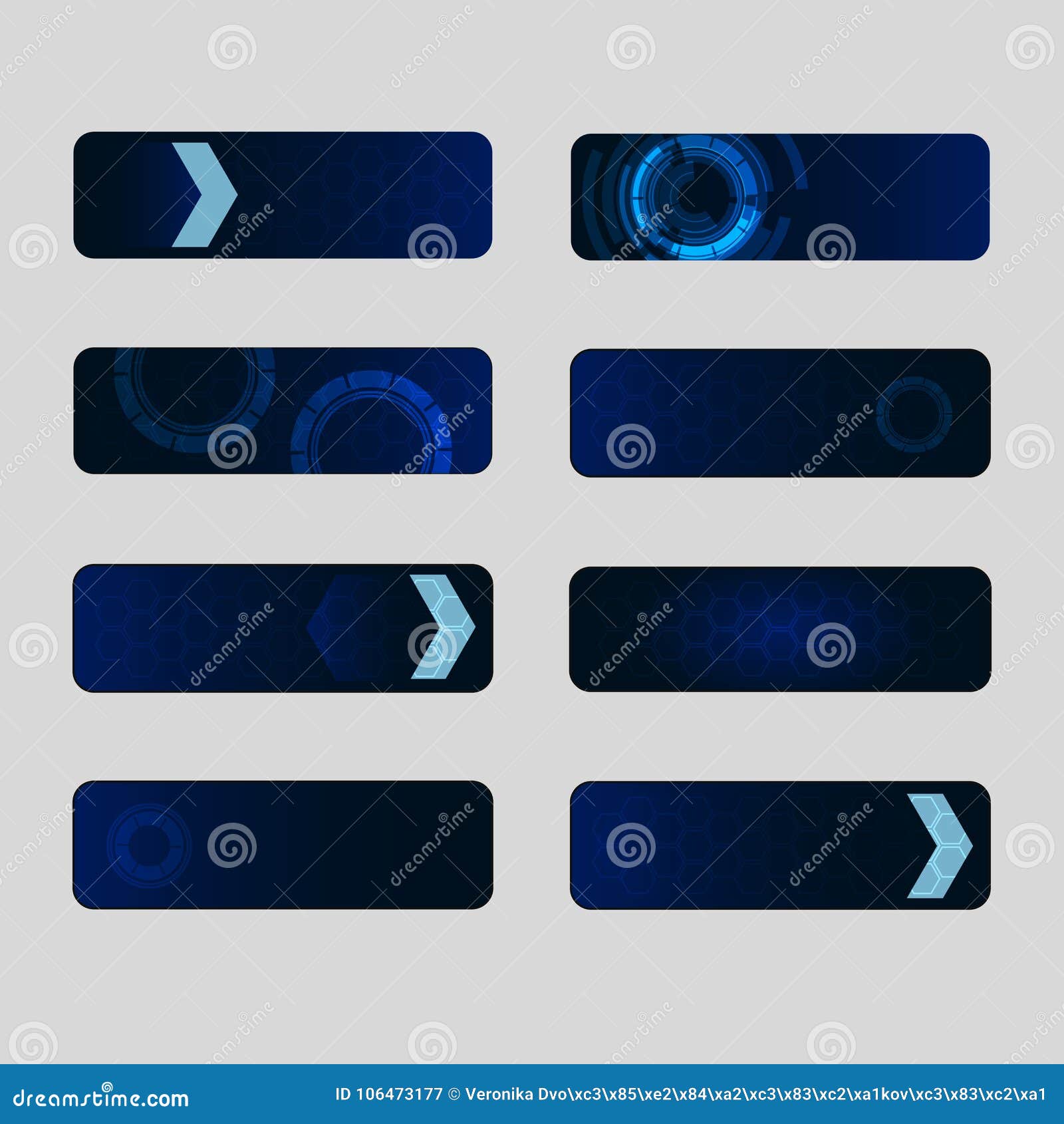Set of Web Buttons. Futuristic / Technic / Hi-tech Style. Stock Vector ...