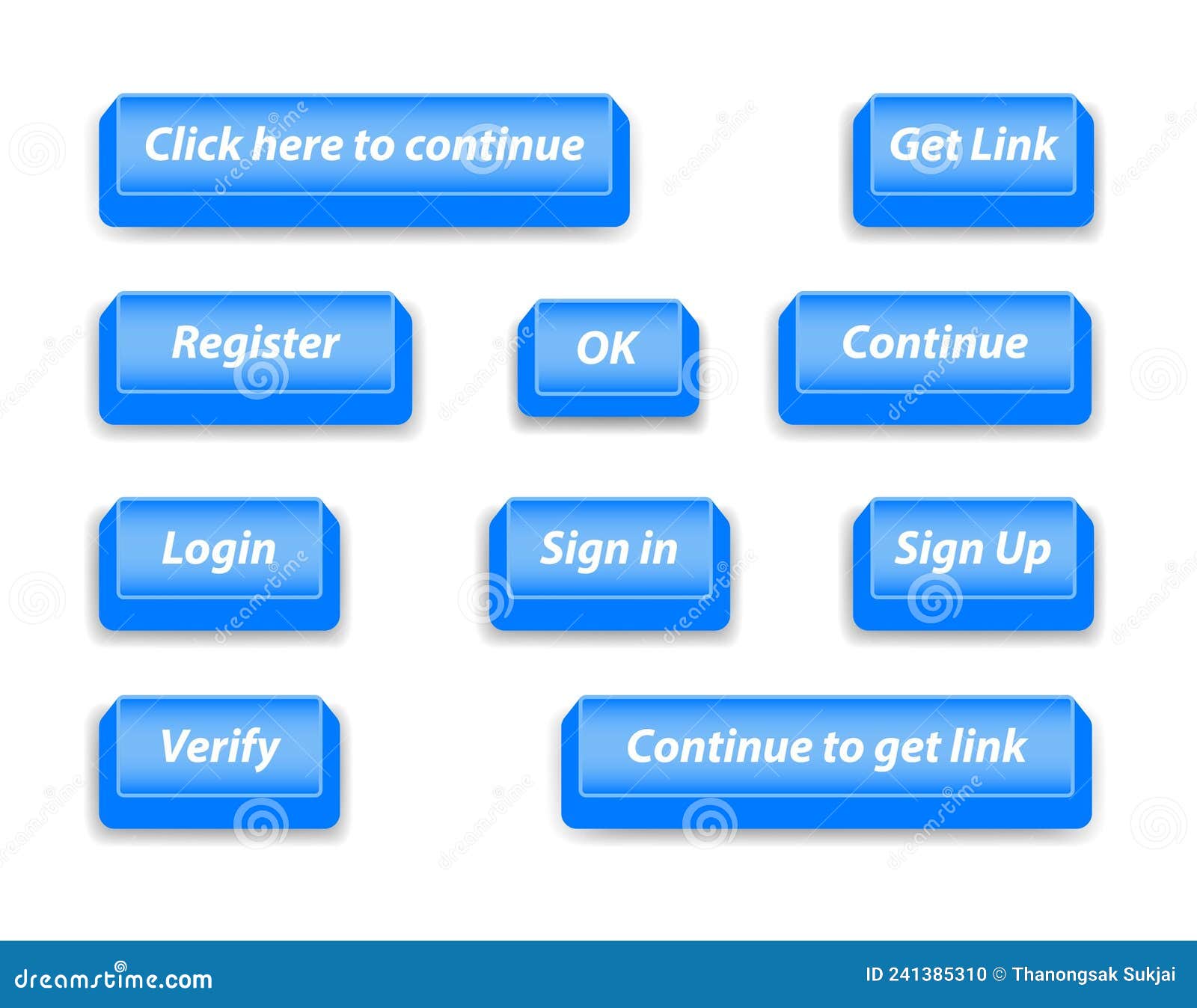 Set of Web Buttons Vector Illustration. Web Action Elements with OK ...