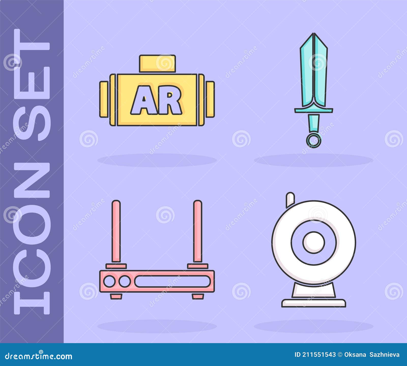 Set Web Camera, Ar, Augmented Reality, Router and Wi-fi Signal and ...