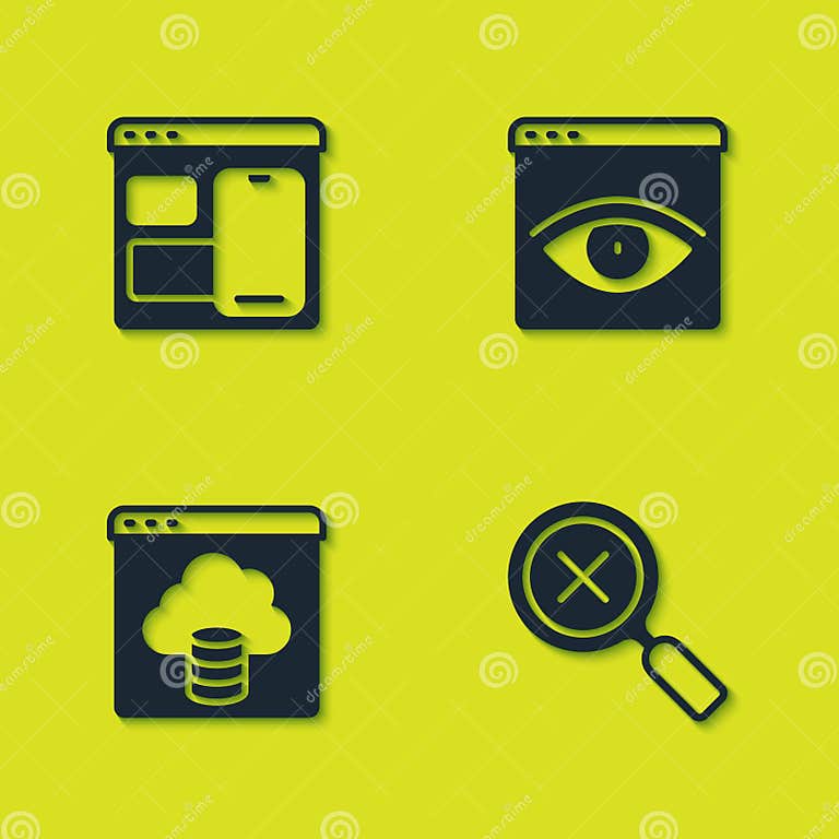 Set Web Developer Programming Code, Magnifying Glass and Delete, Cloud Technology Data Transfer ...