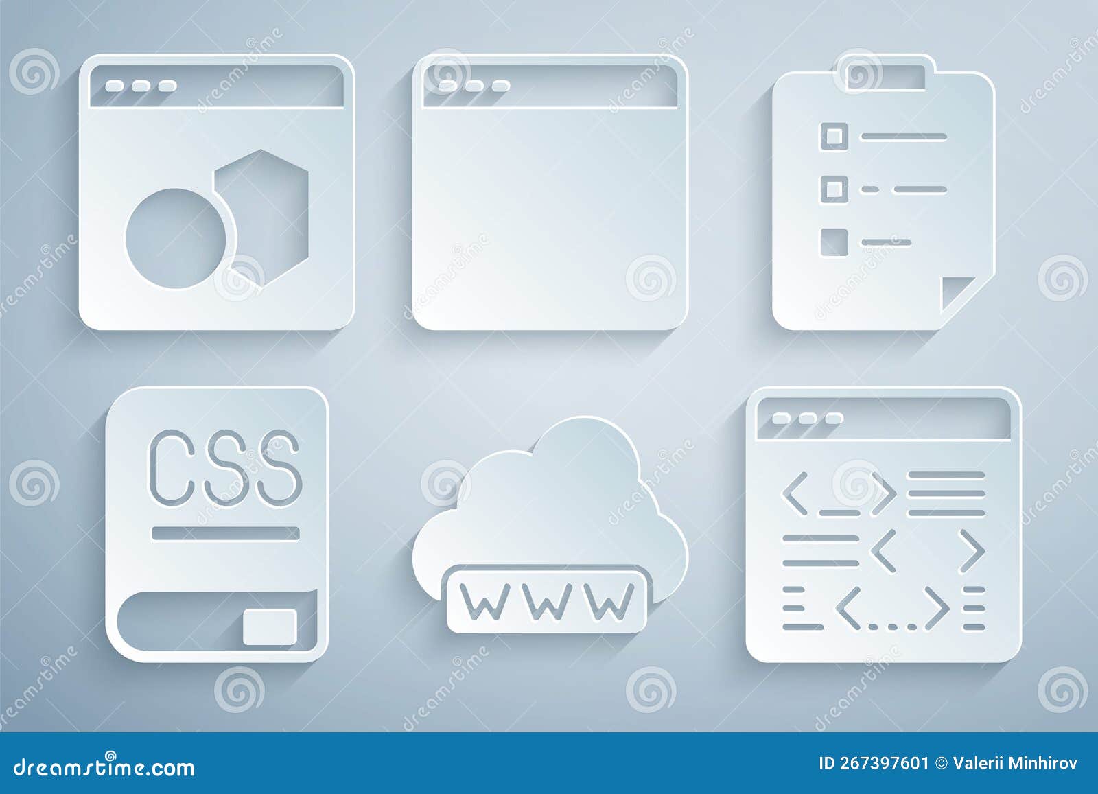 Set Web Development, Clipboard with Checklist, Books about Programming, Software, Browser Window ...
