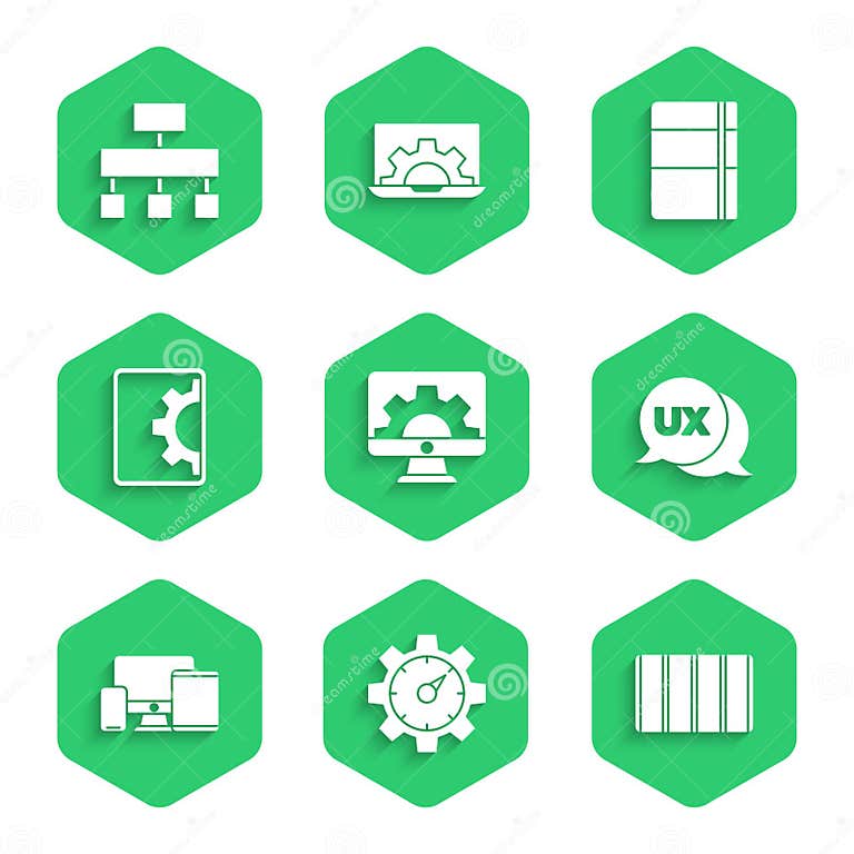 Set Web Development, Website Statistic, Color Palette Guide, UI UX Design, Monitor, Mobile ...