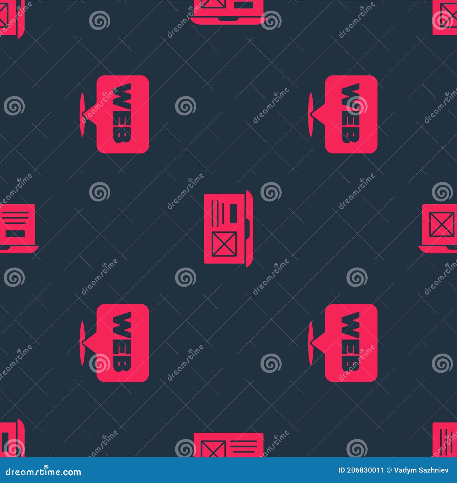 Set Web and Graphic Design and UI or UX on Seamless Pattern. Vector ... Set Web and Graphic Design and UI or UX on Seamless Pattern. Vector ...