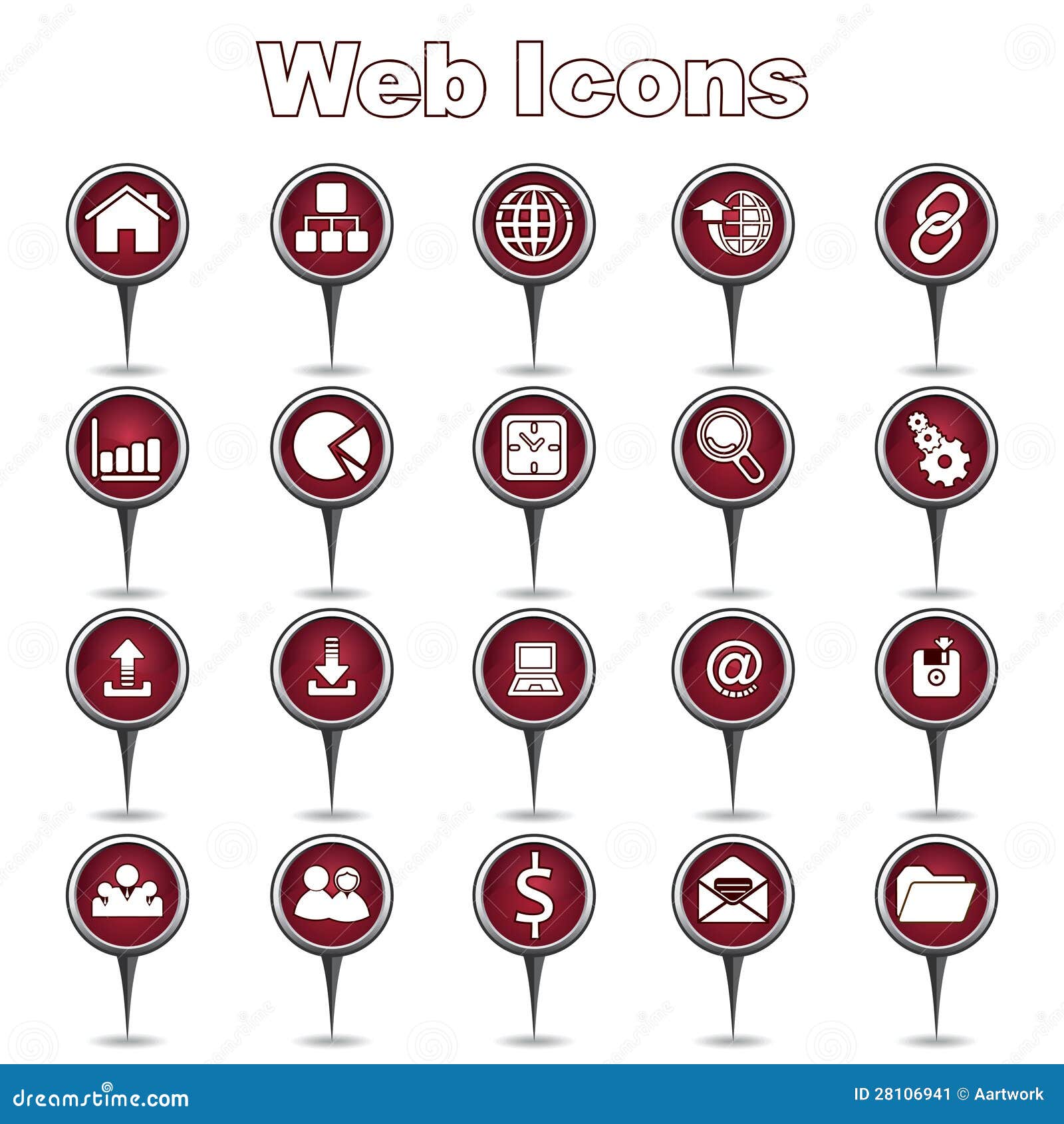 Set of Web icons stock vector. Illustration of folder - 28106941