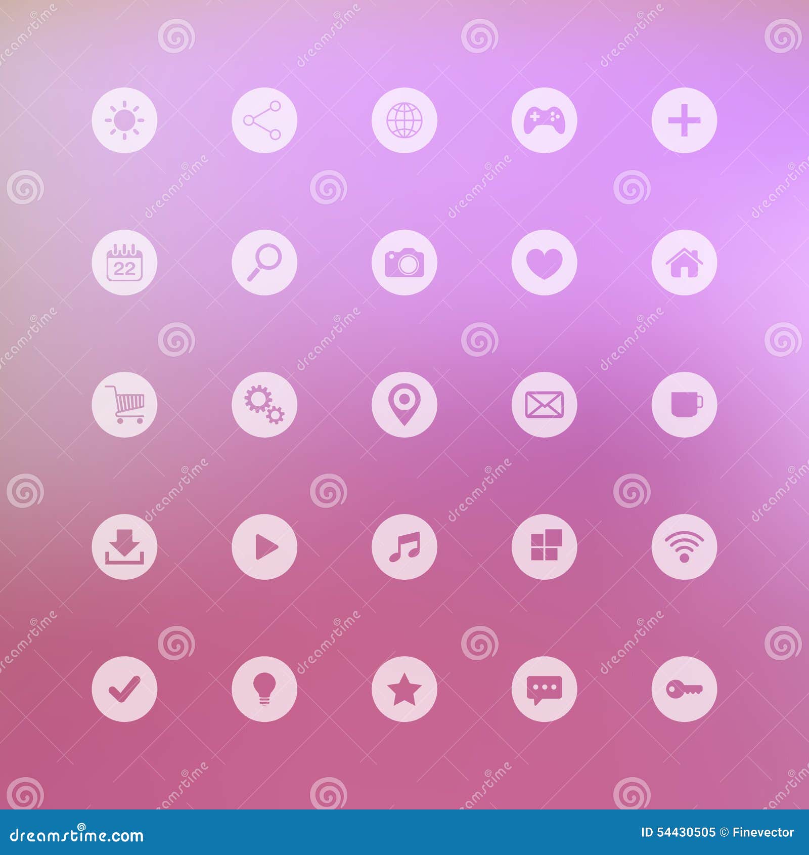 Set of Web Icons on Blurred Background. Stock Vector - Illustration of ...