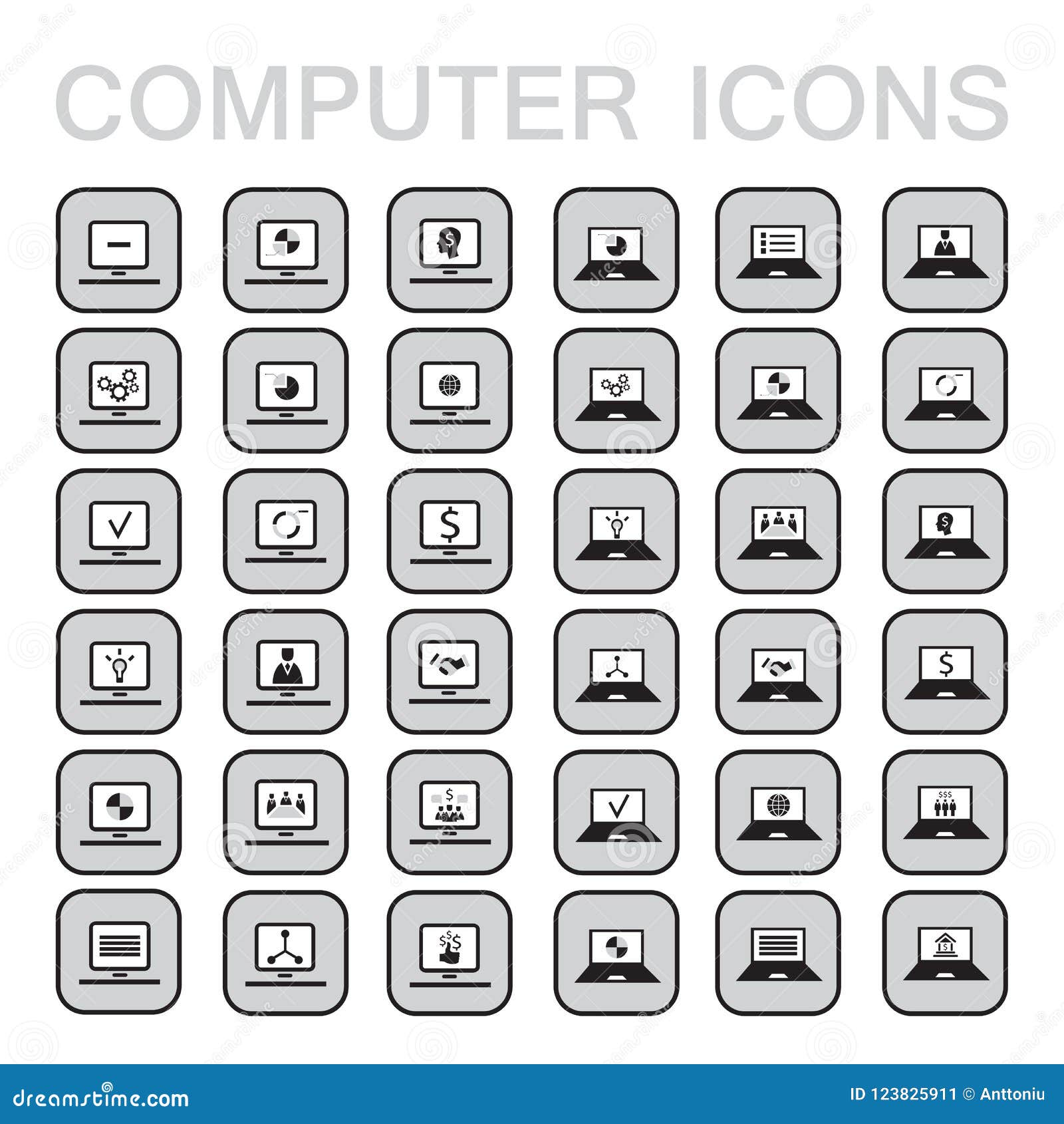 Set of 36 Web Icons for Computer and Laptop, Technology, Electronics ...