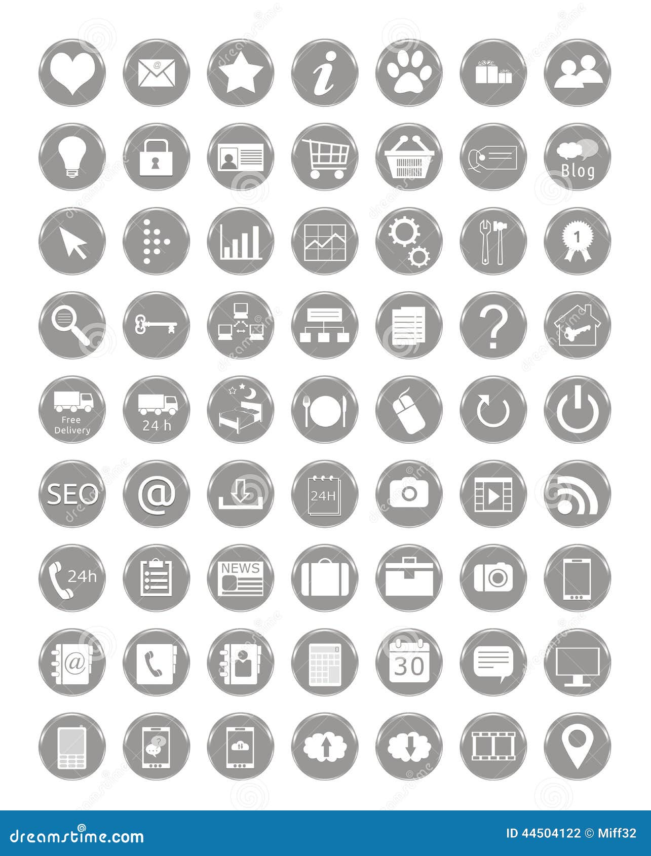 Set of Web Icons in Gray Color Stock Illustration - Illustration of ...