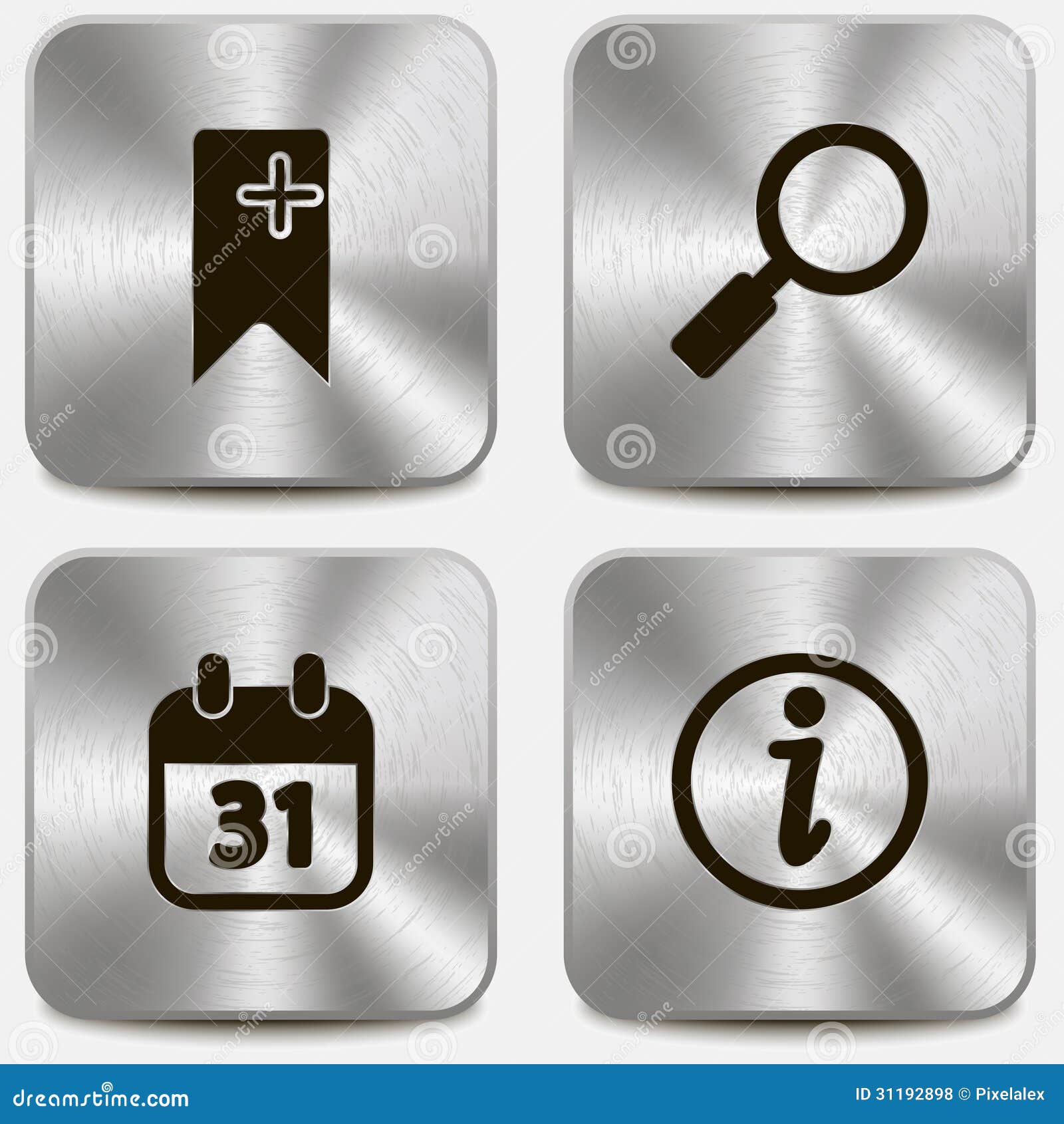 Set of Web Icons on Metallic Buttons Vol3 Stock Vector - Illustration ...