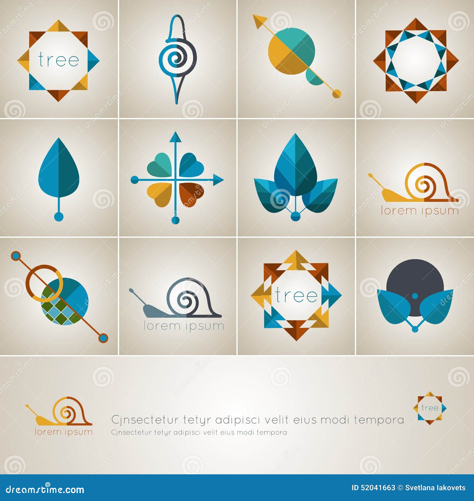 Set of Web Icons with Natural Elements, Vector Logos Stock Vector ...