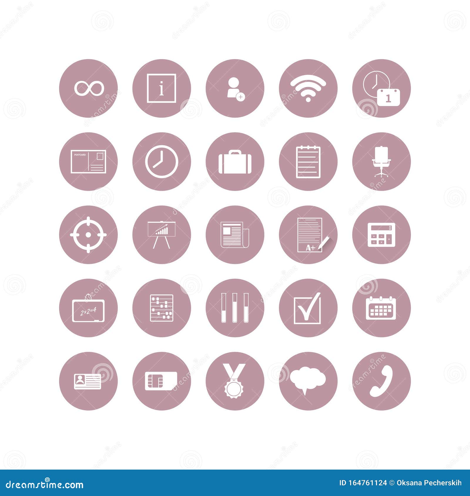 Set of Web Icons. Social, Business and Study Icons in a Circle Icon on ...