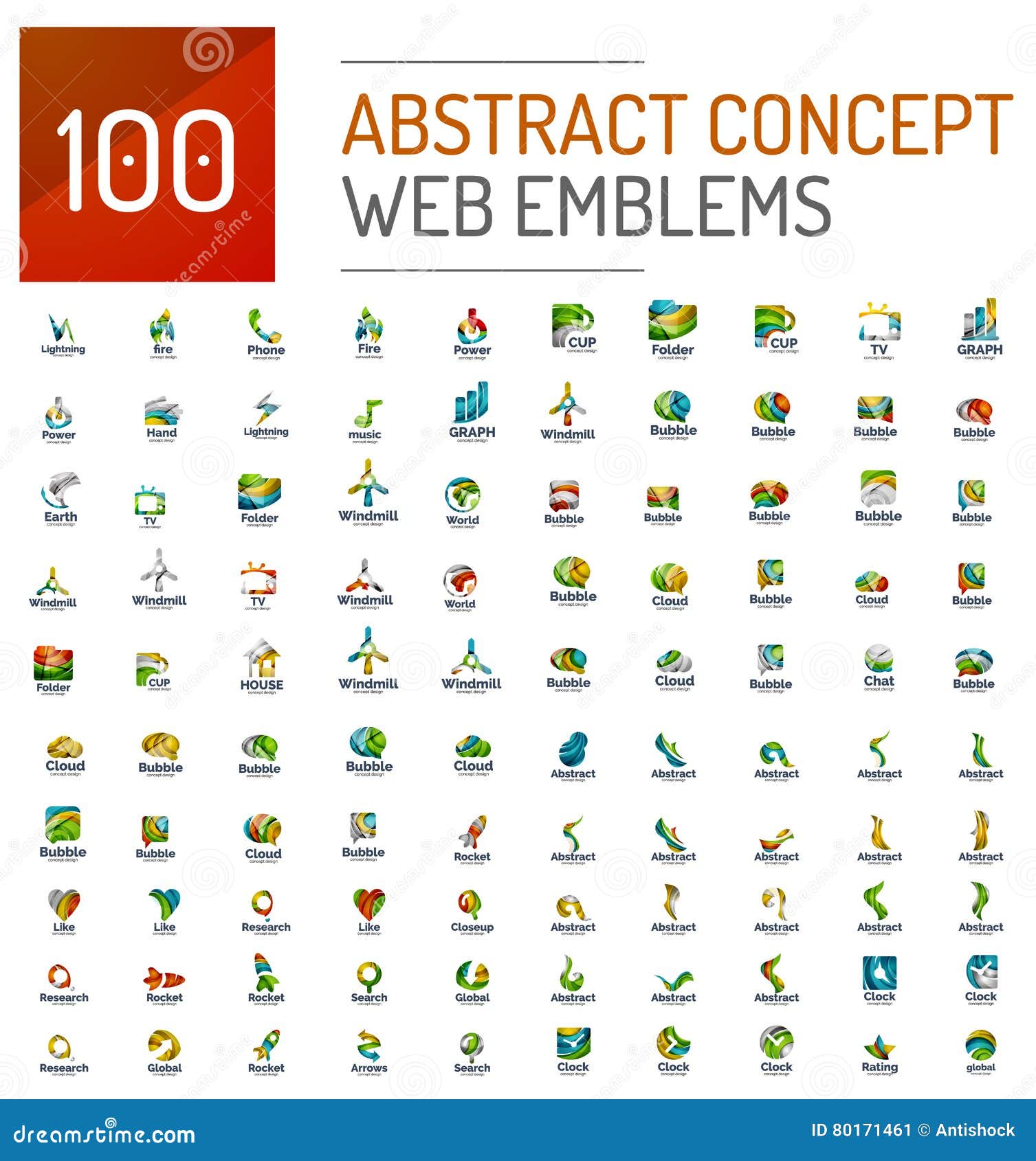 Set of 100 Web Internet Concepts Logo Icons Stock Vector - Illustration ...