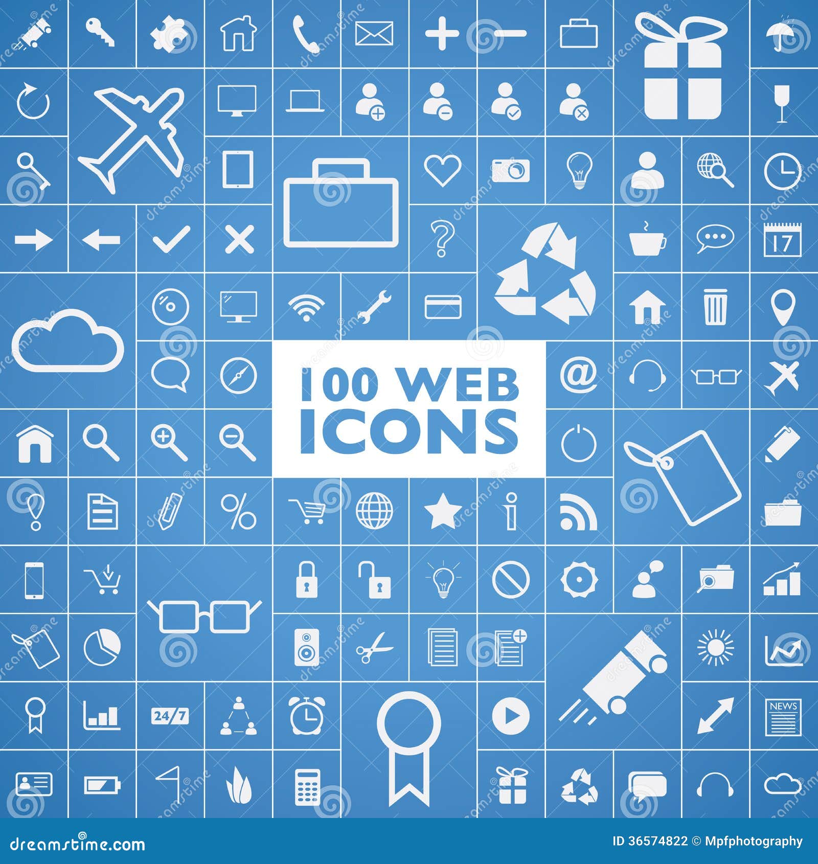 Set of 100 Web, Internet, Office, Computer and Tra Stock Vector ...