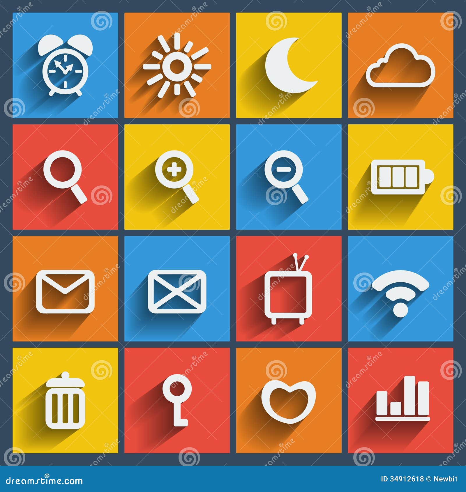 Set of 16 Web and Mobile Icons. Vector. Stock Vector - Illustration of ...