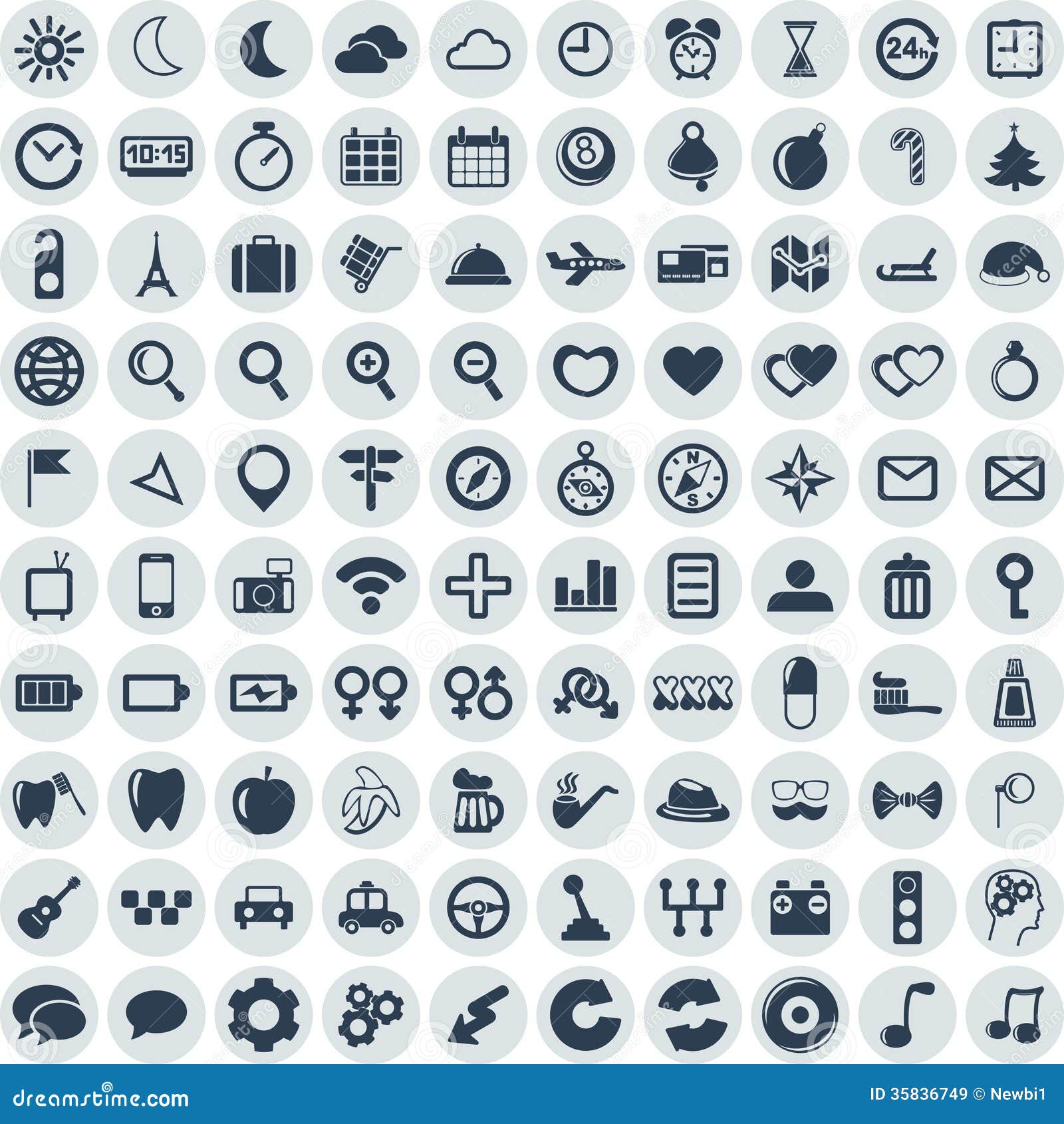 Set of 100 Web and Mobile Icons. Vector. Stock Vector - Illustration of ...