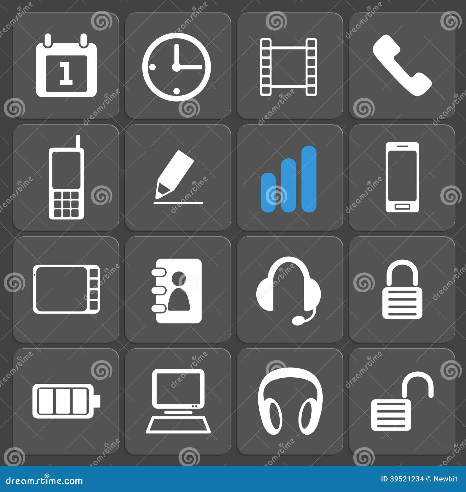 Set of 16 Web and Mobile Icons. Vector. Stock Vector - Illustration of ...