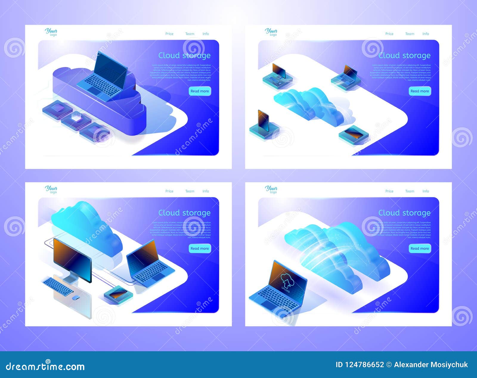 Set of Web Page Templates for Websites about Cloud Computing Services ...