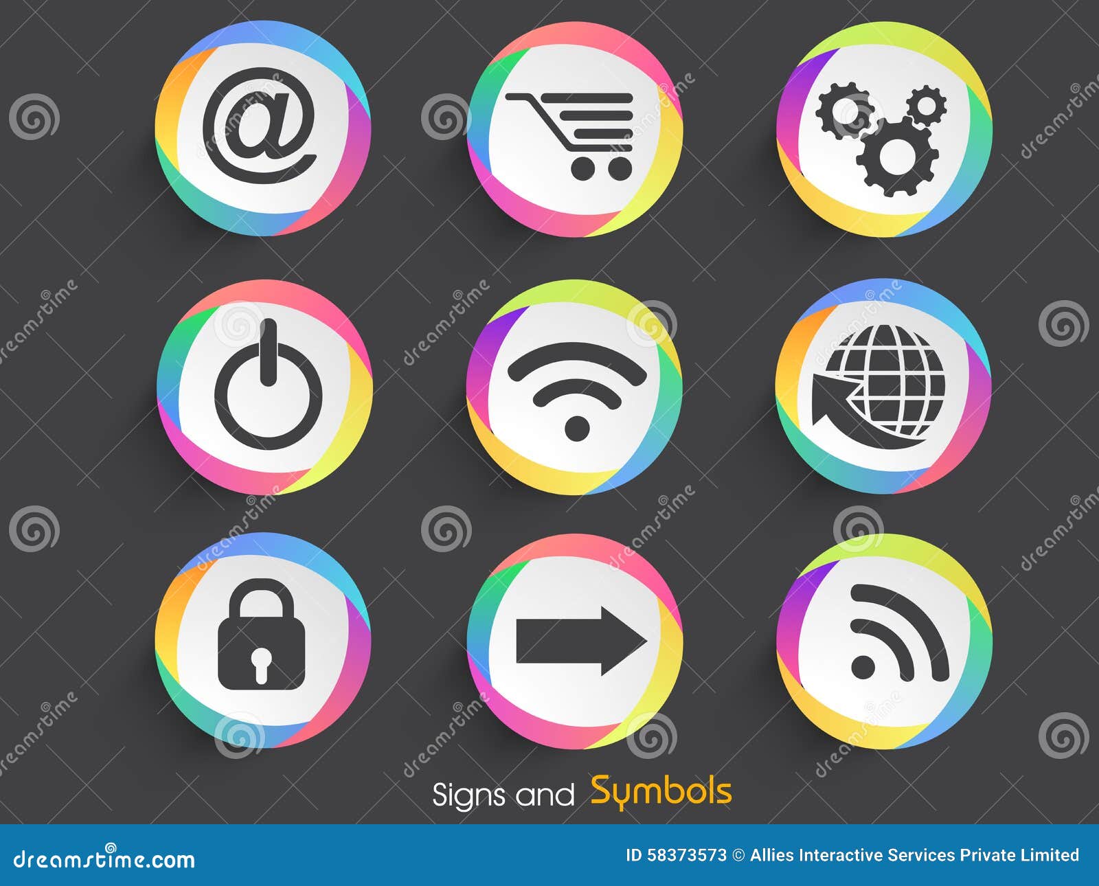 Set of Web Signs and Symbols. Stock Illustration - Illustration of ...