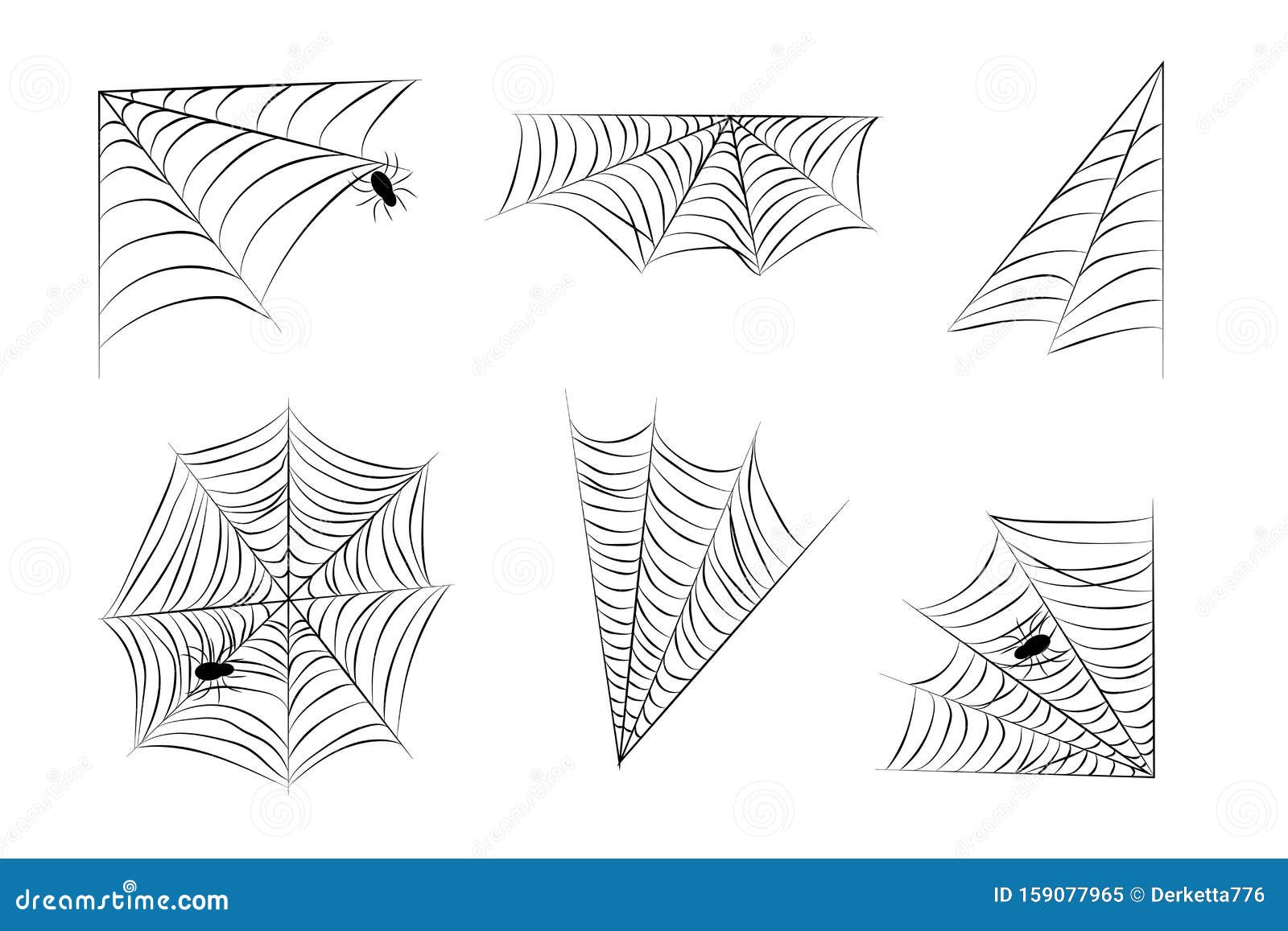 Set Web Spider Cobweb and Spiders Icon. Six Vector Drawing for ...