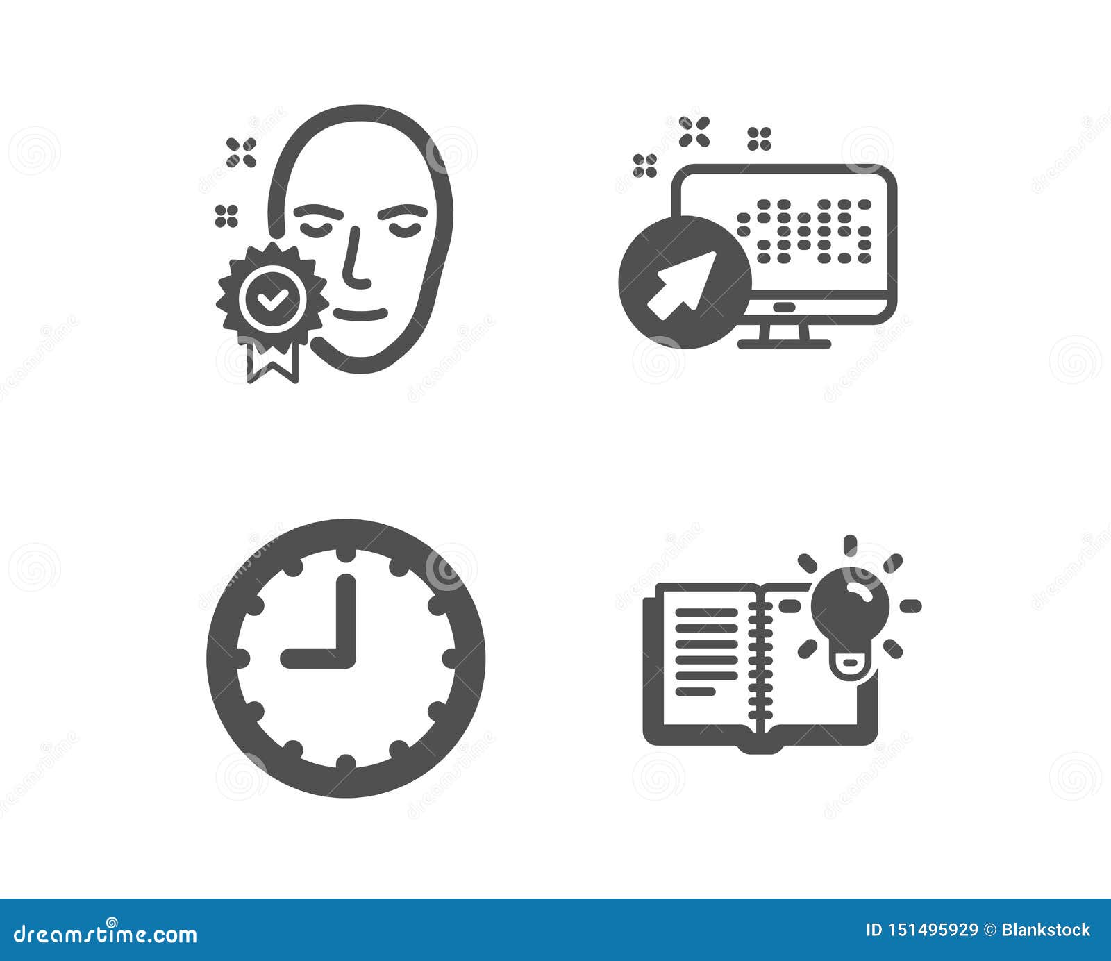 Web System, Face Verified and Time Icons. Product Knowledge Sign ...