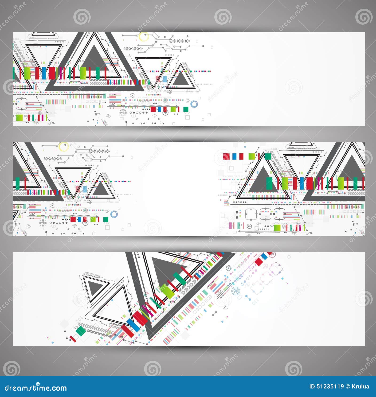 Set of Web Technology Theme Banners Stock Vector - Illustration of ...