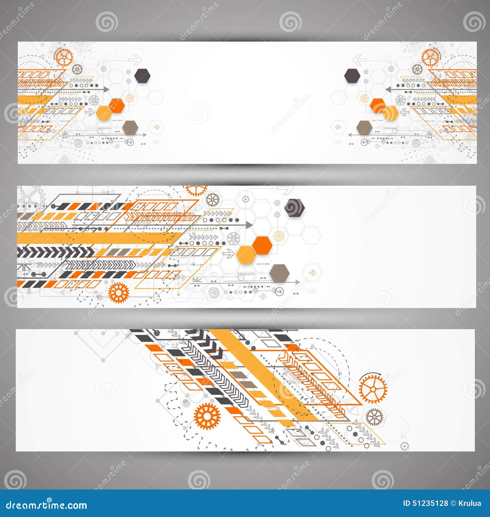 Set of Web Technology Theme Banners Stock Vector - Illustration of ...