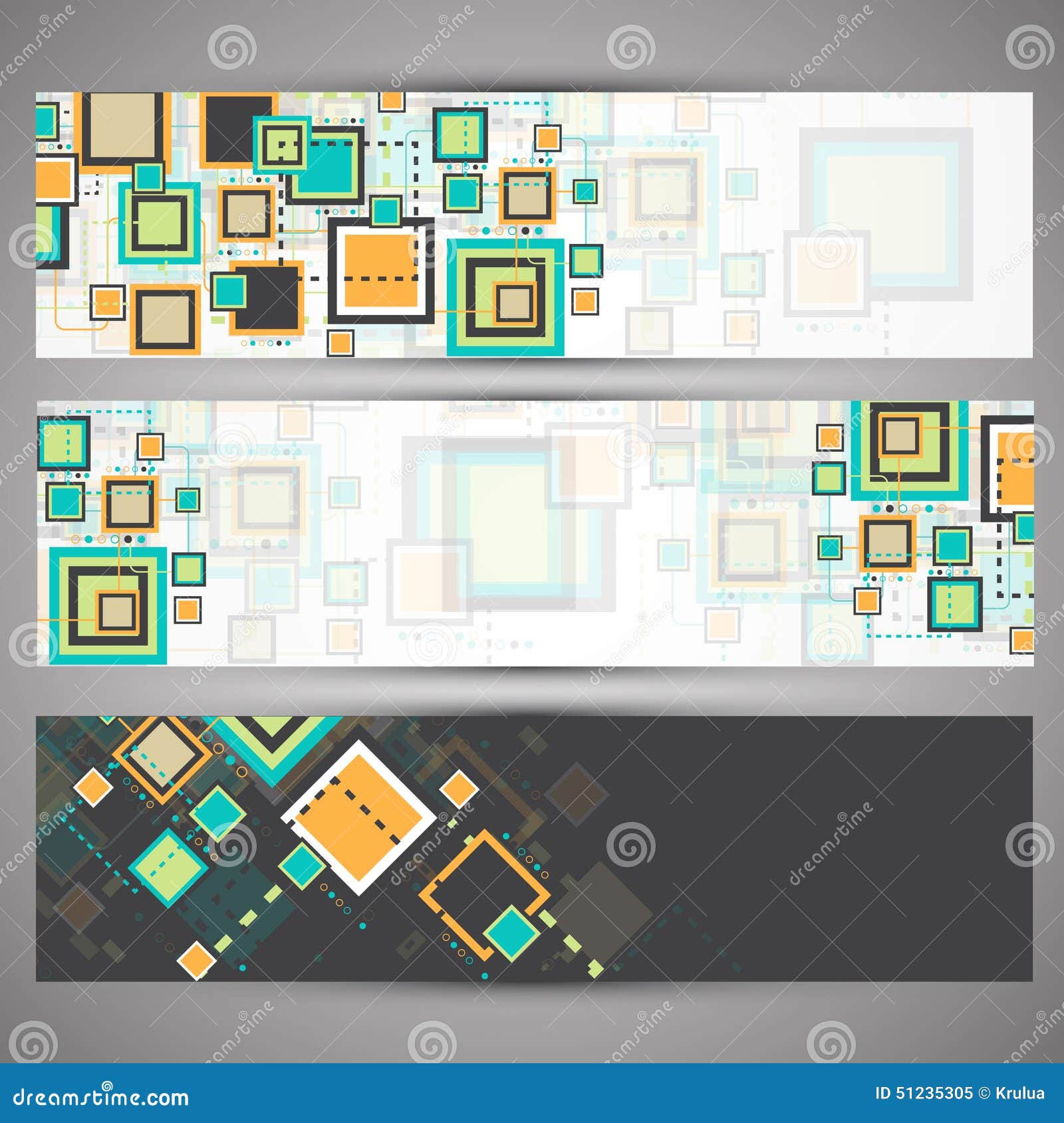 Set of Web Technology Theme Banners Stock Vector - Illustration of ...