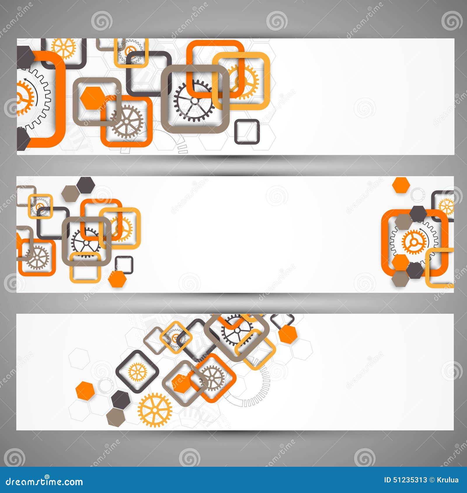 Set of Web Technology Theme Banners Stock Vector - Illustration of ...