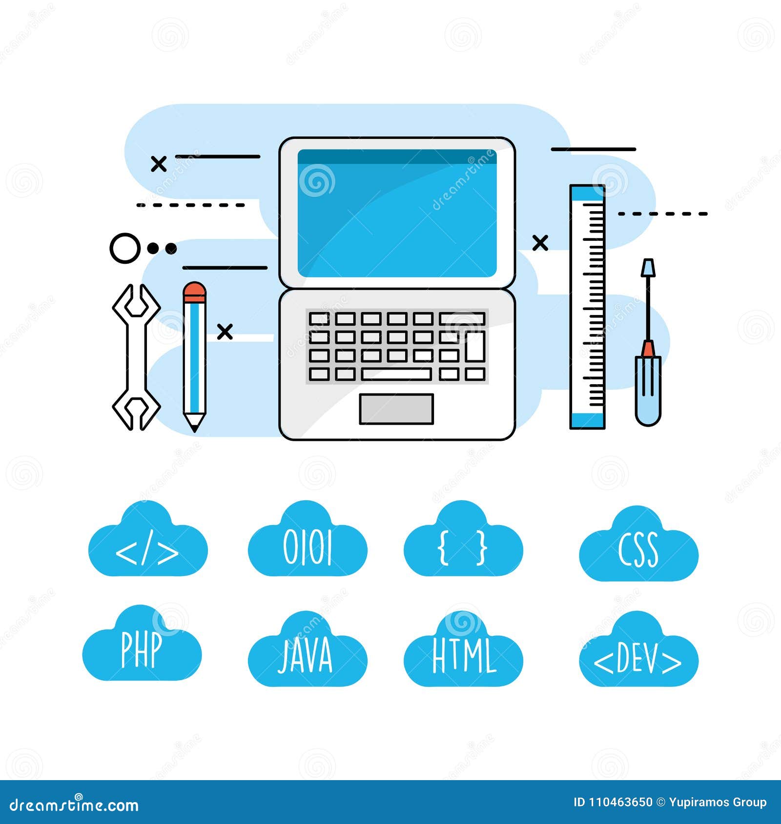 Set Webside Code Programmer Technology Stock Vector - Illustration of ...