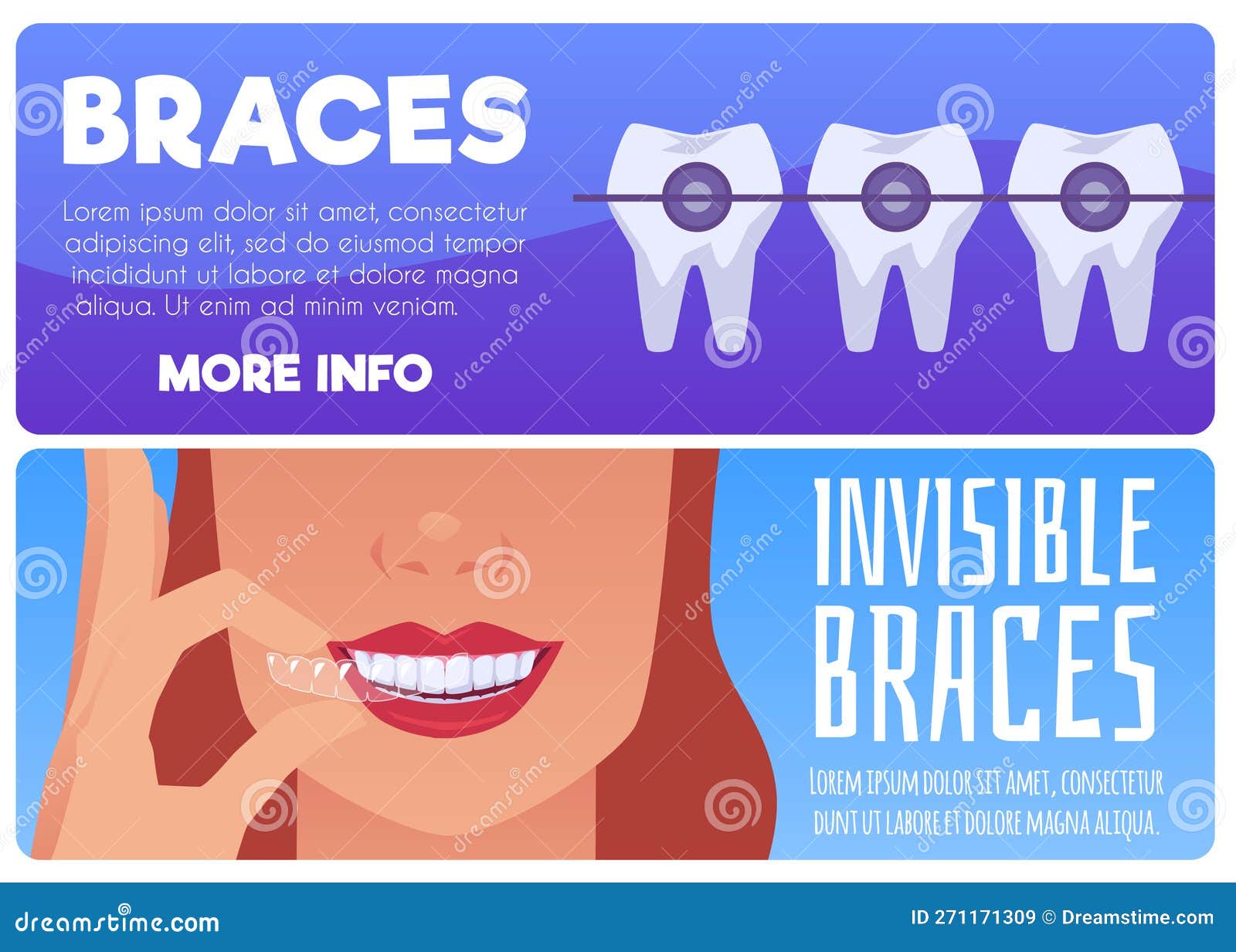 Set of Website Banner Templates about Braces Flat Style Stock Vector ...