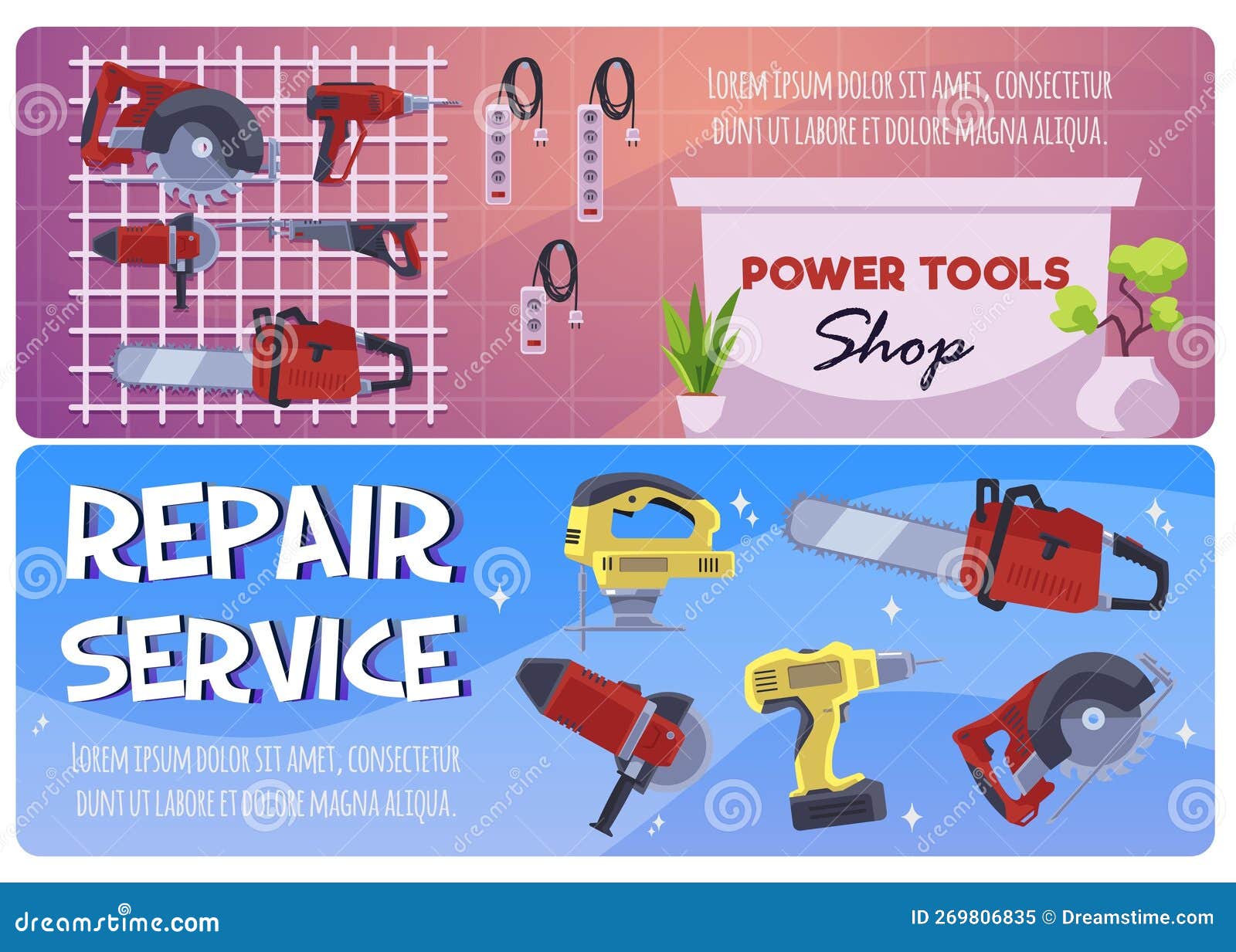 Set of Website Banner Templates about Power Tools Shop and Repair ... Set of Website Banner Templates about Power Tools Shop and Repair ...