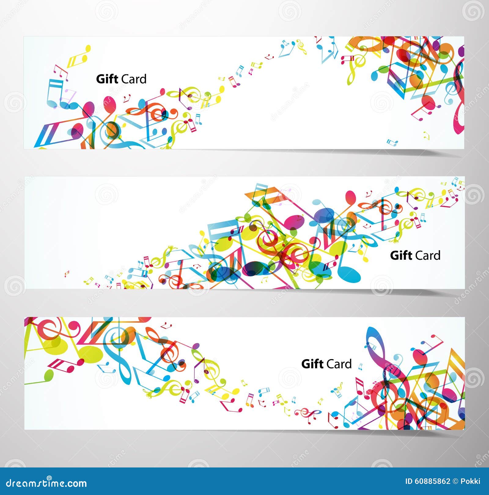 Set of Website Banners with Colorful Music Notes. Stock Vector ...