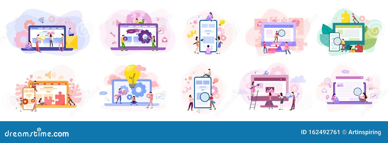 Set of Website Development Banner. Web Page Programming Stock Vector ...