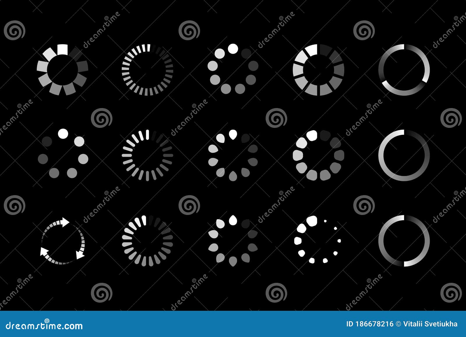 Set of Website Loading Icon. Circle Buffer Loader or Preloader ...
